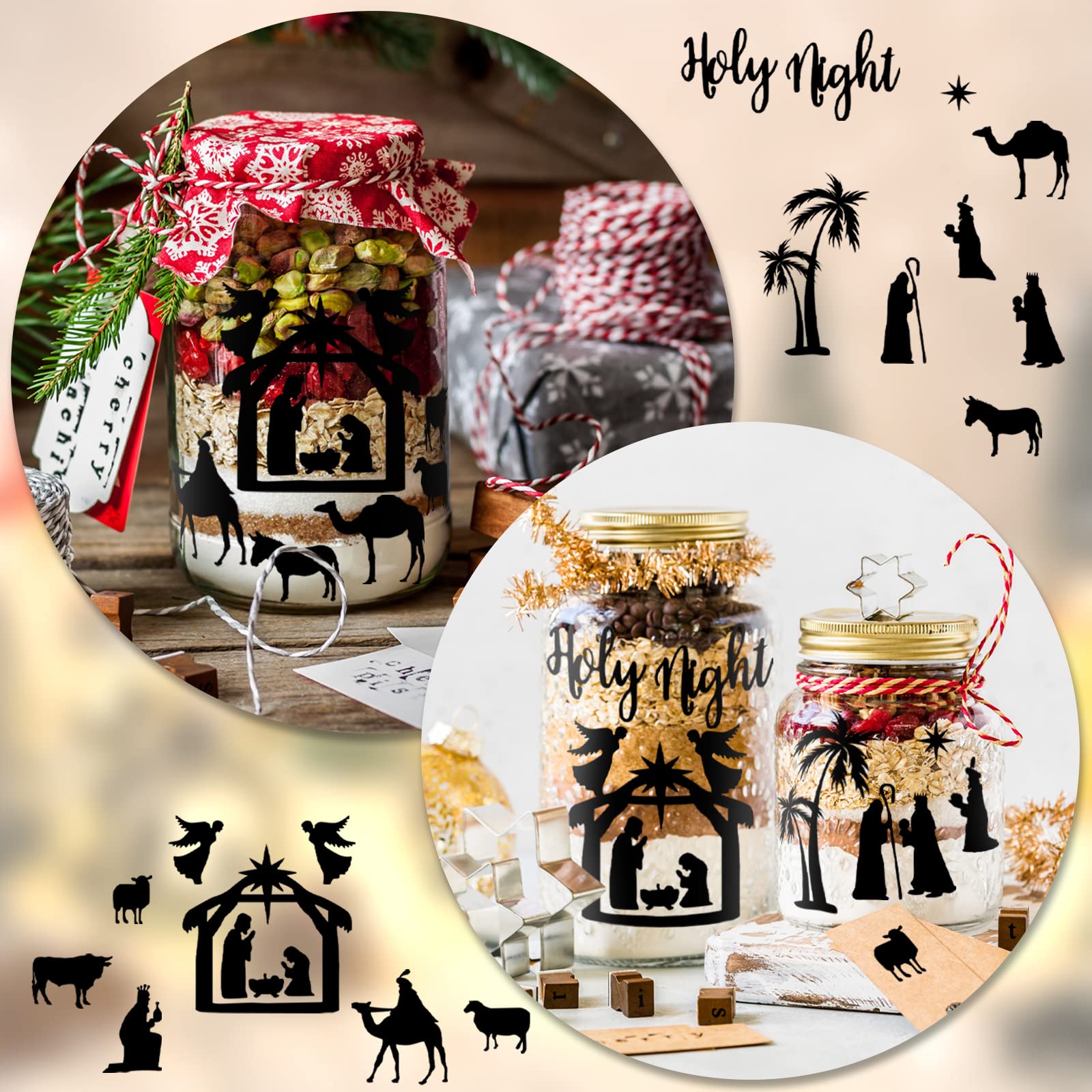 Snapklik.com : Nativity Mason Jar Decals Religious Jesus Stickers ...