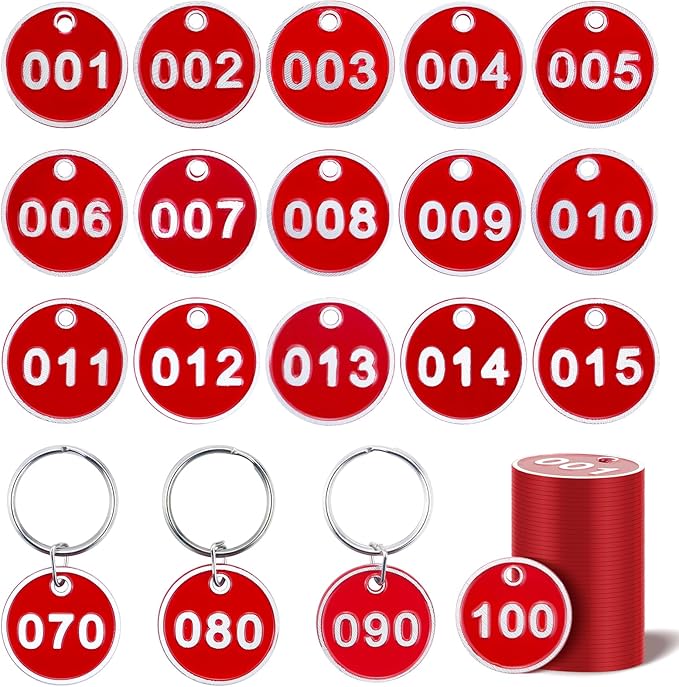 Amazon.com : 1-100 Numbered Key Tags, Round Metal Tags, Key Chain ...