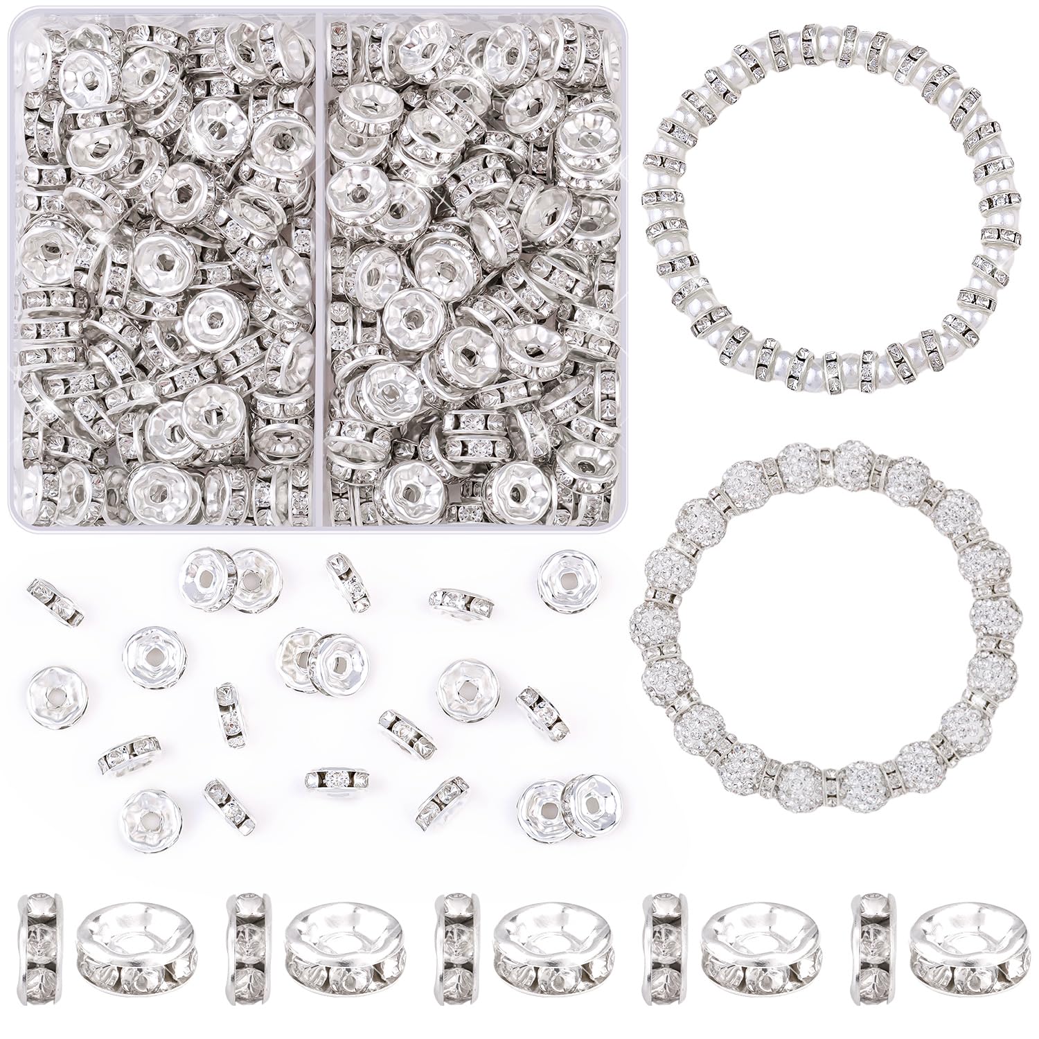 Amazon.com: TINKRSTUFF 200 pcs 8mm Spacer Beads for Crafting, Silver ...