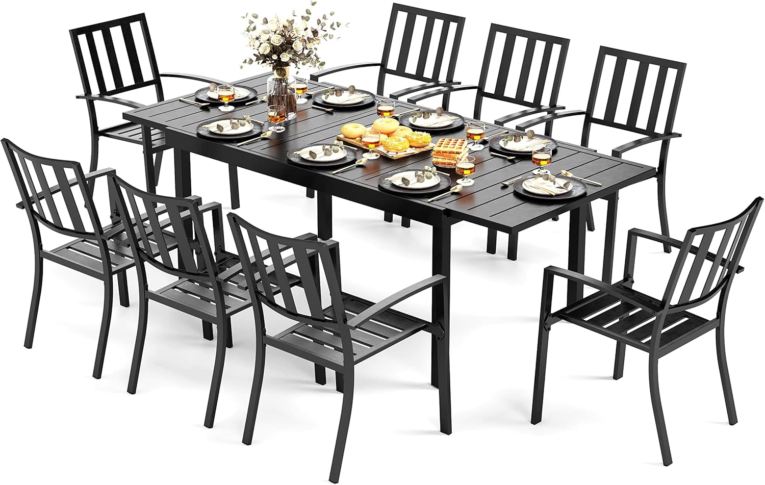 Amazon.com: MFSTUDIO 9 PCS Patio Metal Dining Sets,Outdoor Furniture ...