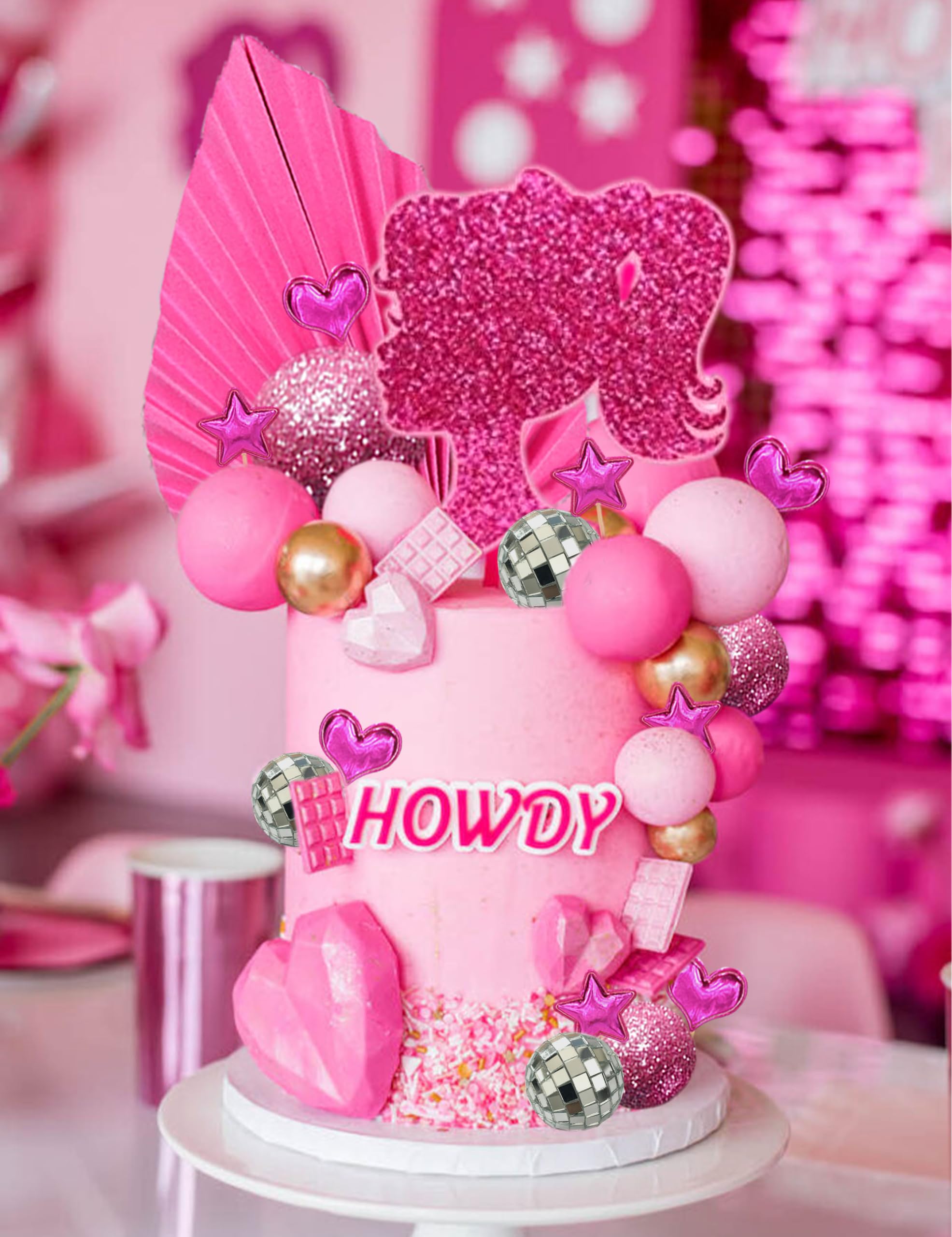 Snapklik.com : Stars Hot Pink Girl Cake Decoration Pink Girls Birthday ...