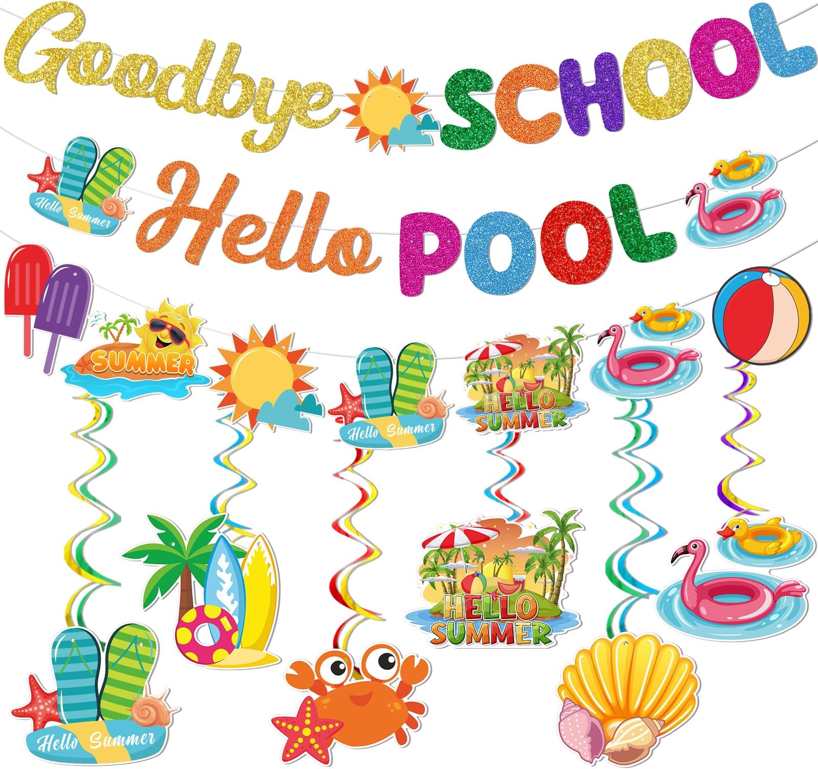 Amazon.com: School's Out for Summer Banner Summer Party Decorations End ...