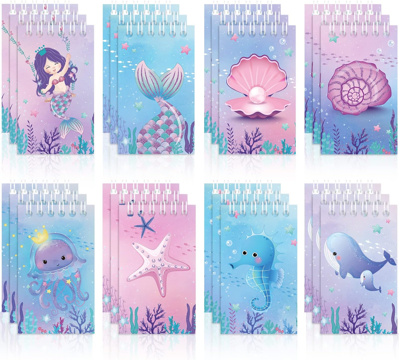 Amazon.com: 24 Pcs Mini Mermaid Notebooks Mermaid Party Favors Mini ...