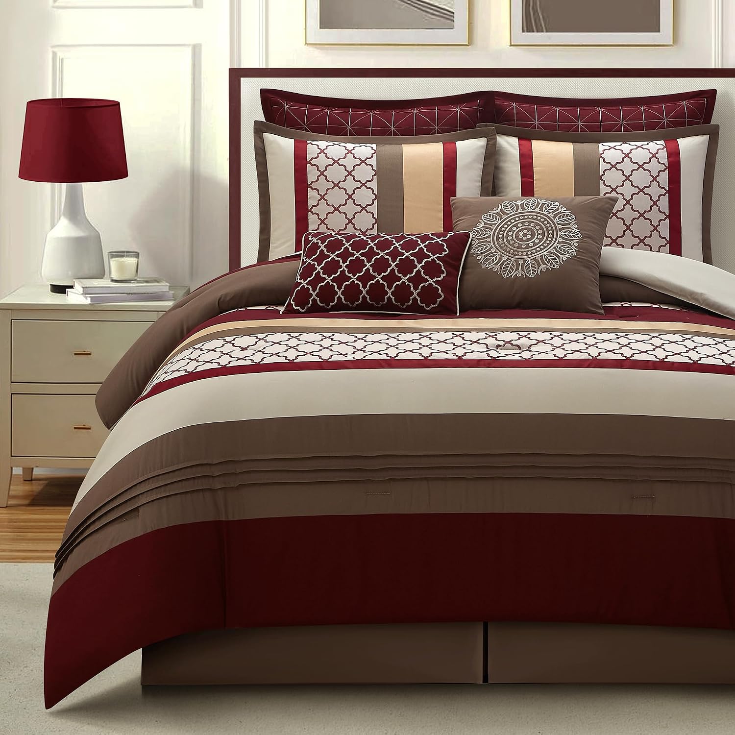 Amazon.com: LANCO MODERN LIFESTYLE King Comforter Set, Berry Taupe ...