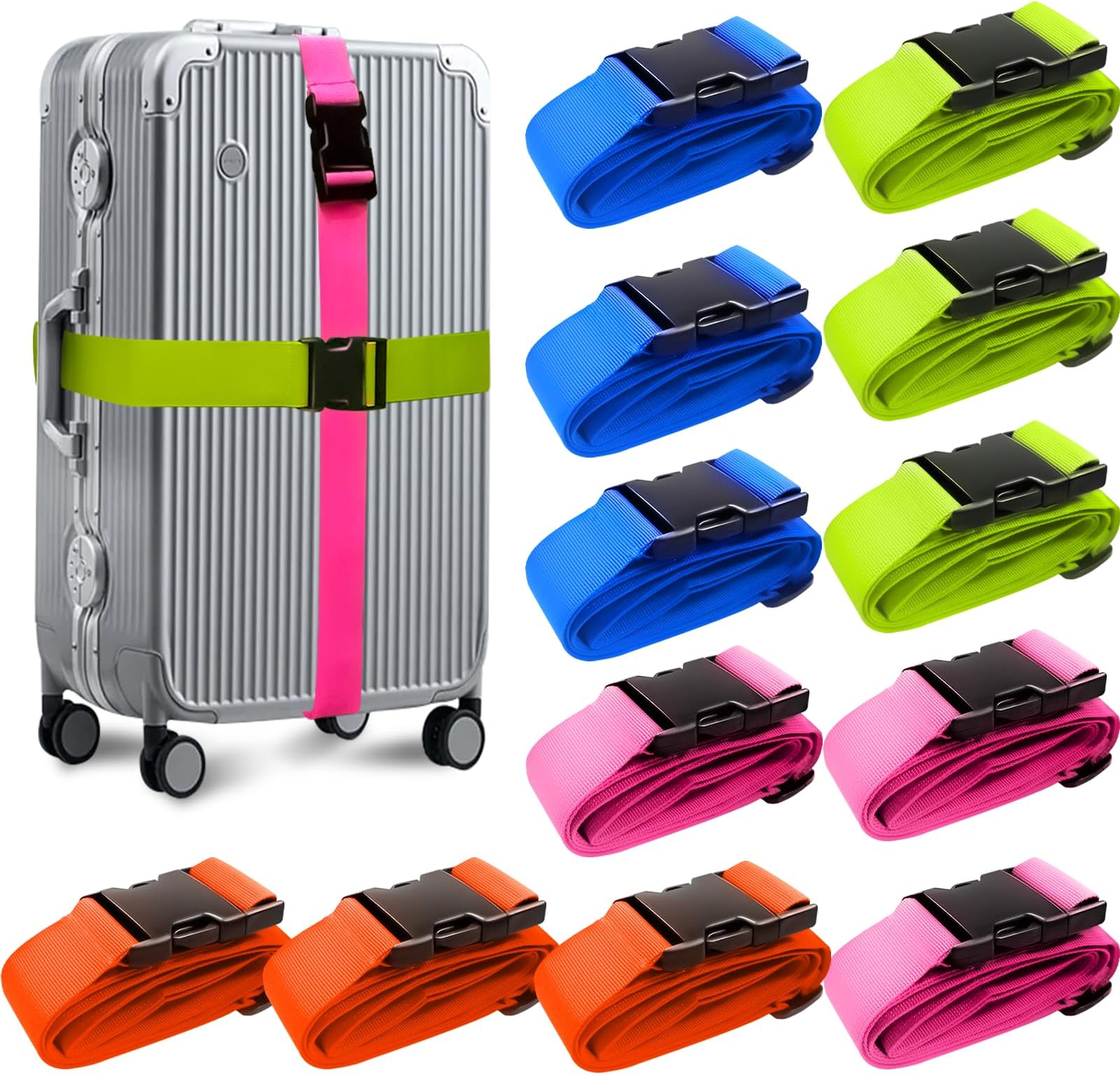 Amazon.com: Luggage Straps 8Pack TSA Approved Adjustable Suitcase Belts ...