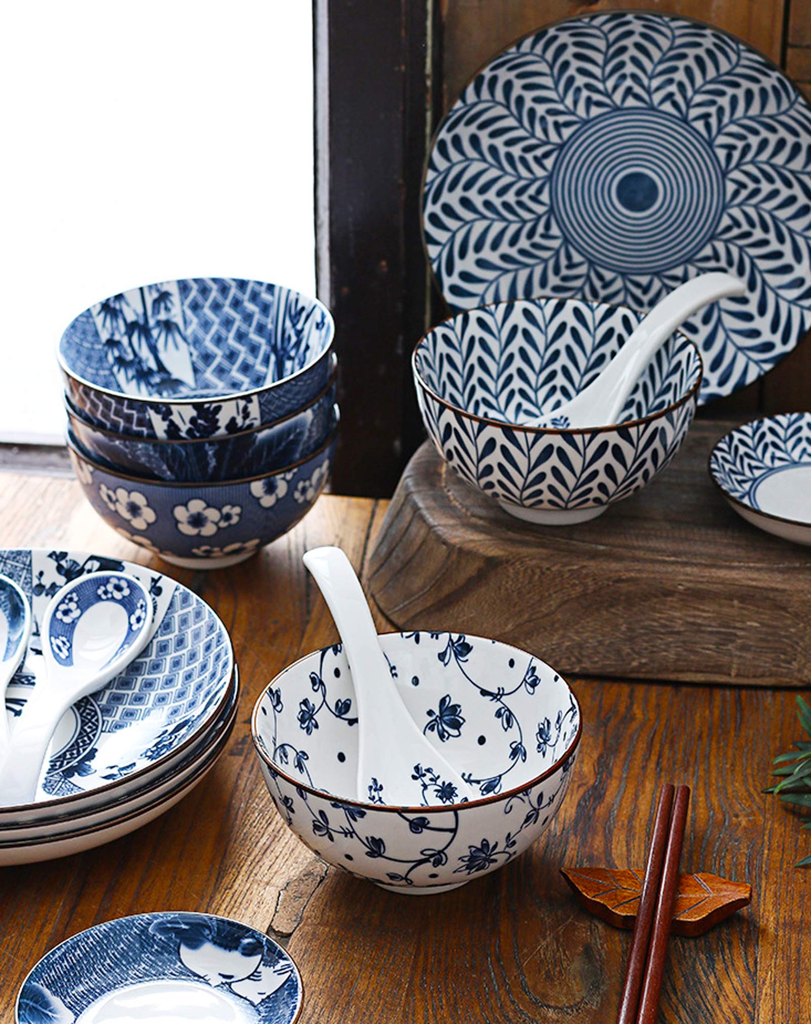 Snapklik.com : Gegong 6 Pack Ceramic Bowls, Japanese Style Rice Bowls ...