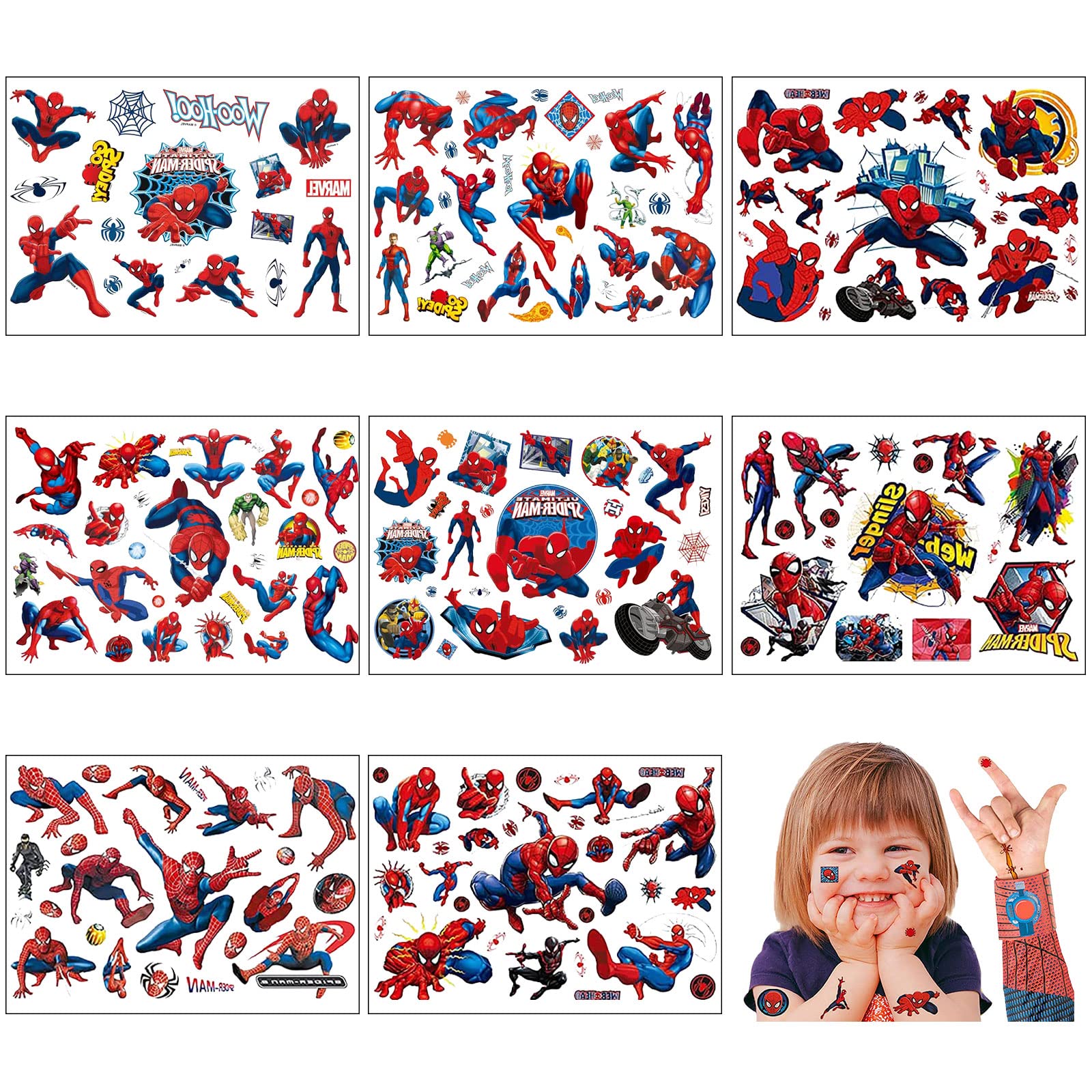 Buy 8 Sheets Temporary Tattoos for Kids, Waterproof Fake Tattoos Kit ...