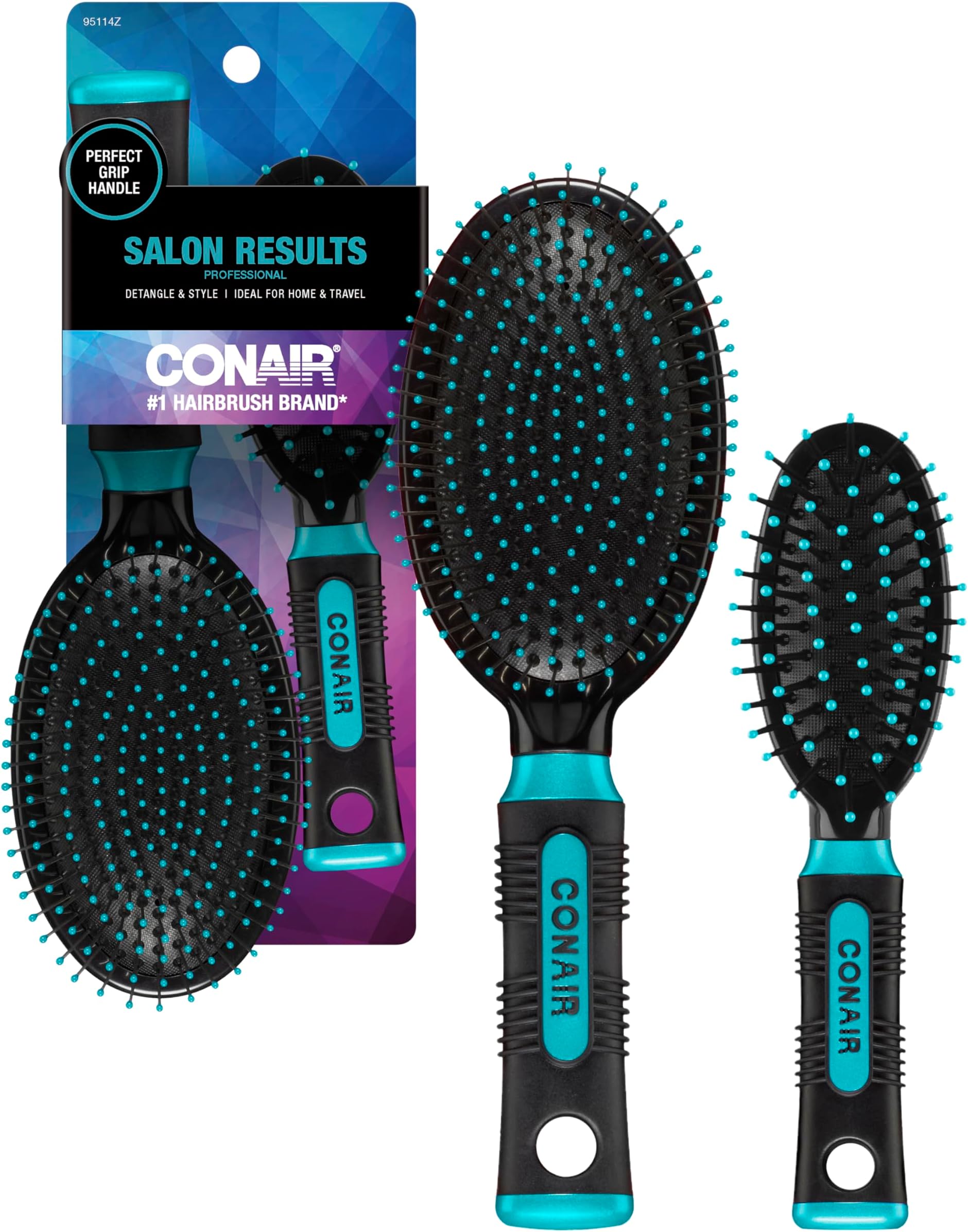 Amazon.com : Conair Detangle & Style hair brush set - wide tooth comb ...