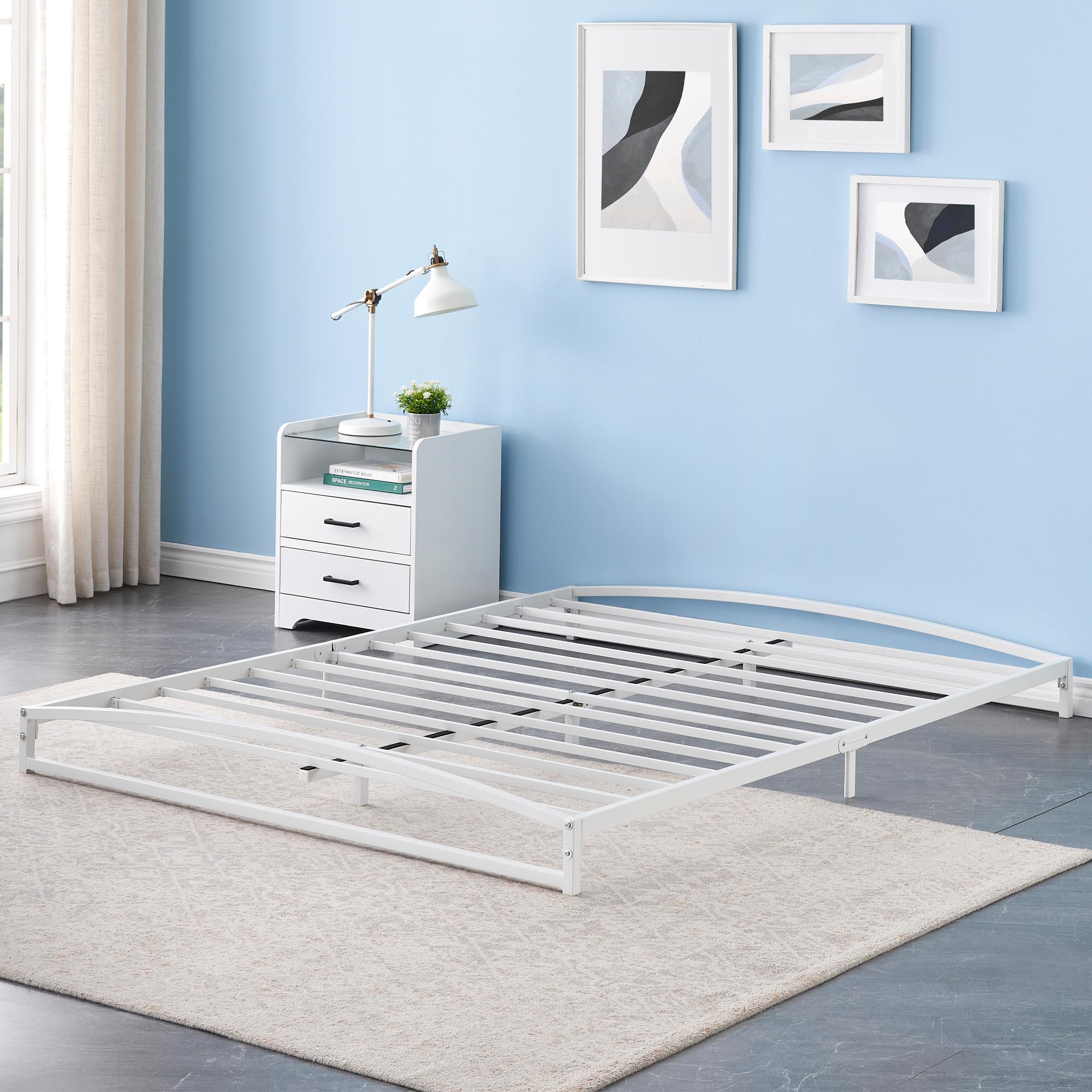 Amazon.com: IDEALHOUSE Low Bed Frame Full Size, 6 Inch Heavy Duty Metal ...