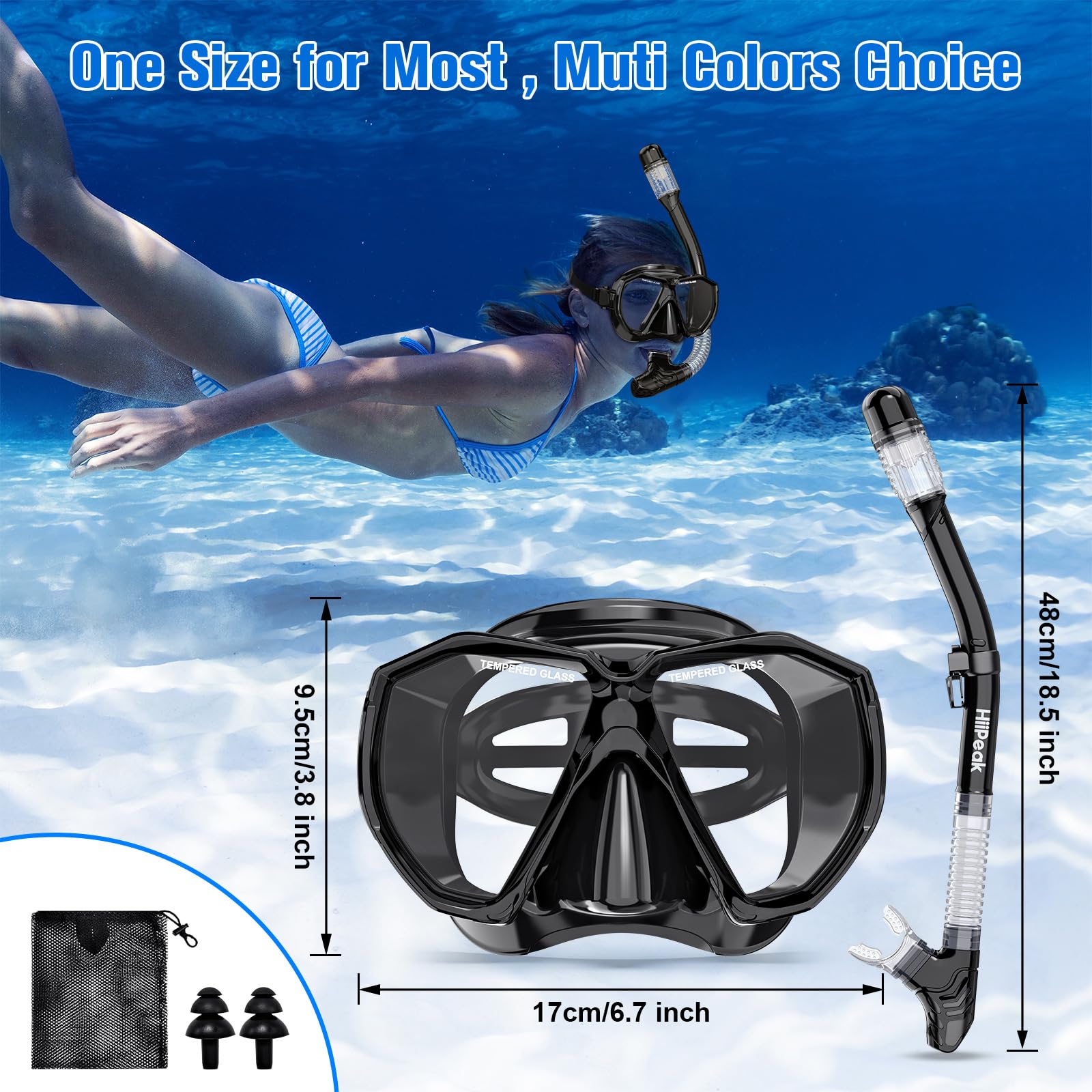 Snapklik.com : Snorkeling Gear For Adults, Dry Snorkel Set, Panoramic ...