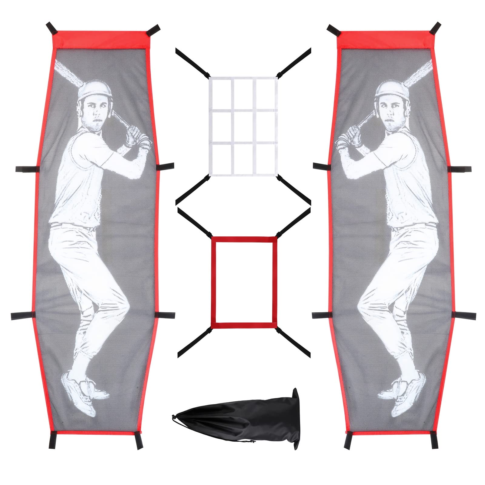 Amazon.com: 4Pcs Baseball Pitching Net Set - Baseball Softball Pitching ...