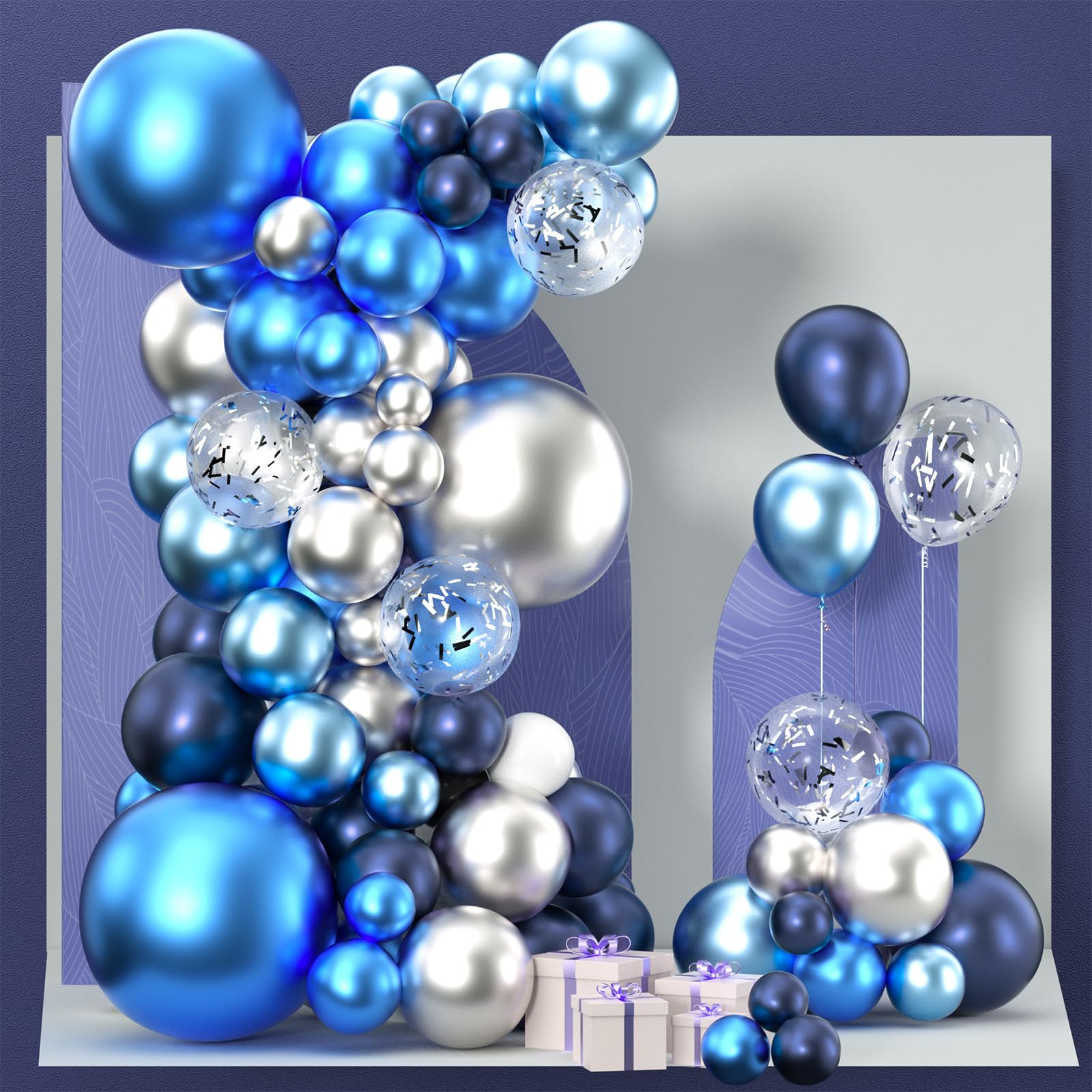 Amazon.com: PartyWoo Blue and Silver Balloon Garland, 100 pcs Balloons ...