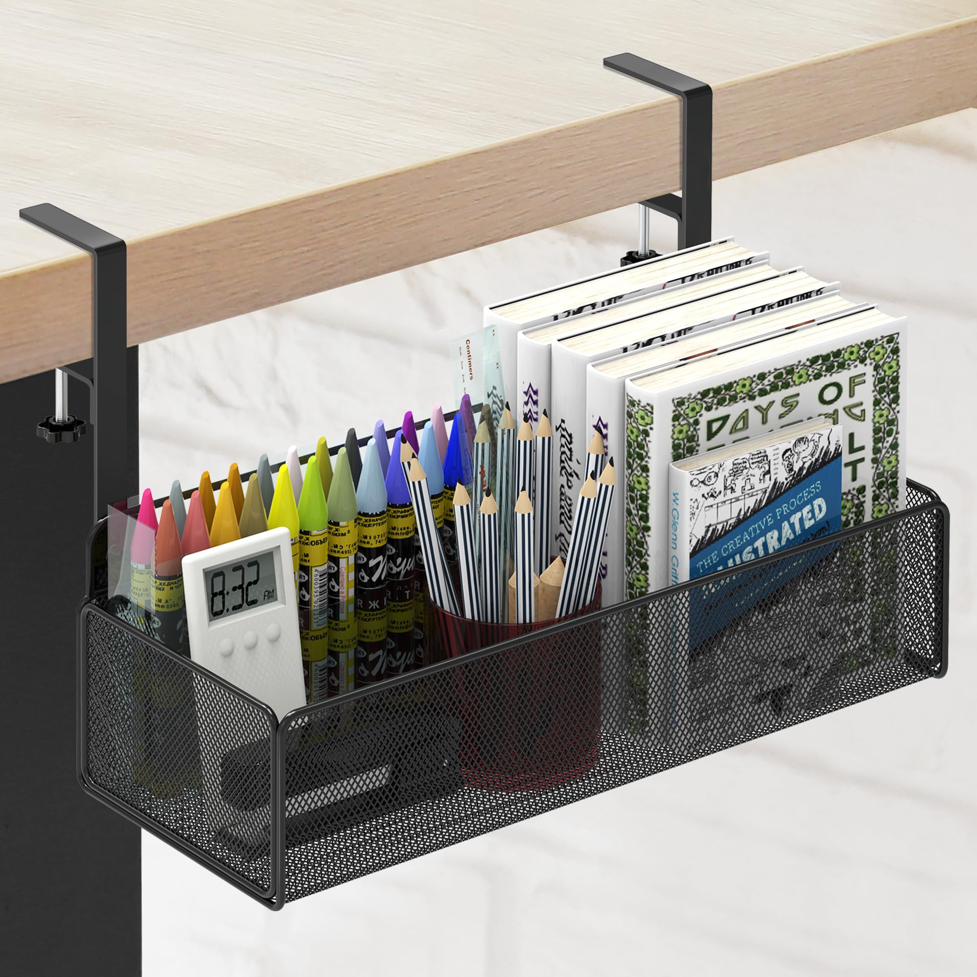 Amazon.com : Turfson Office Under Desk Organizer Storage, Metal 3-IN-1 ...
