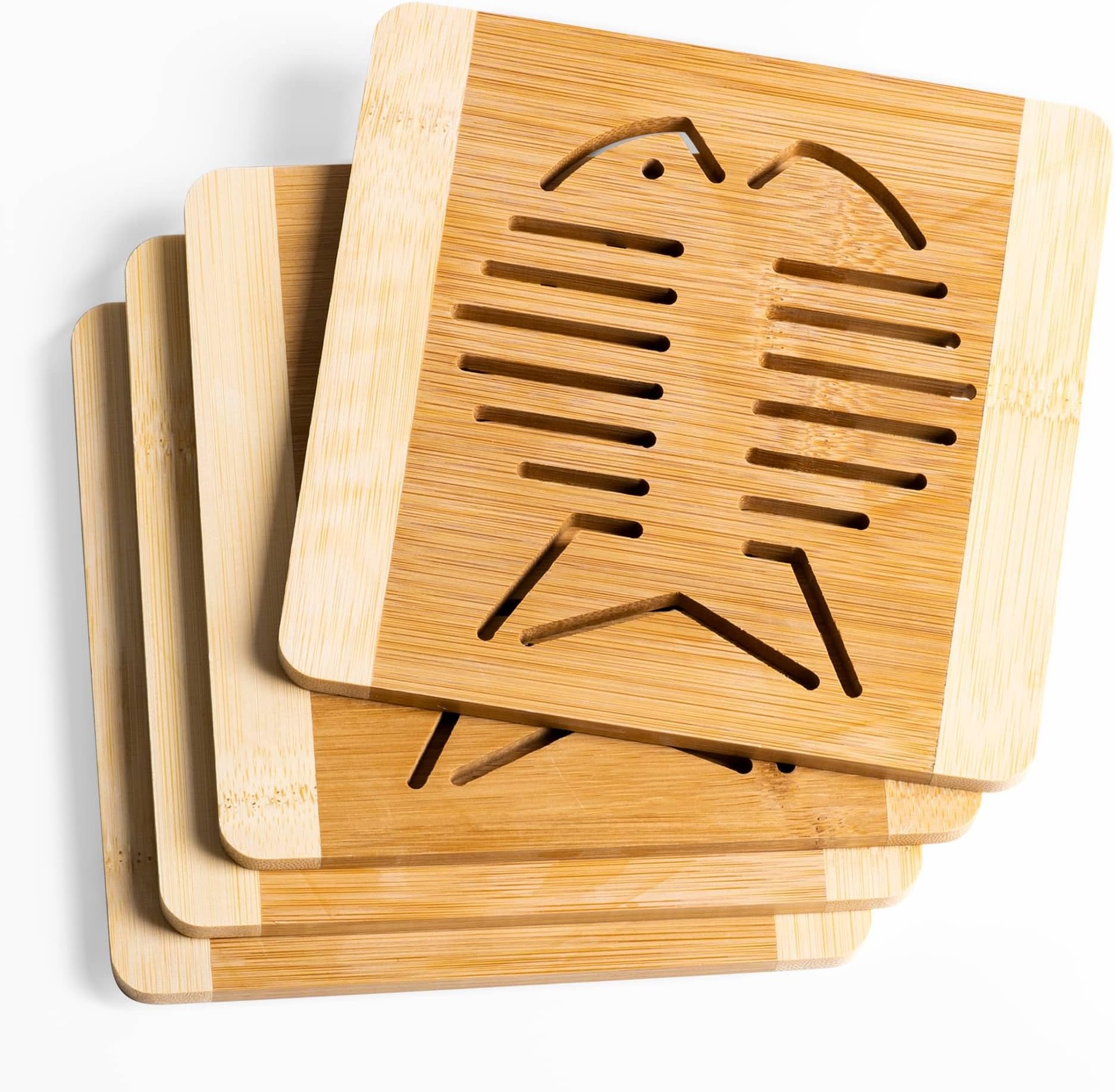 Amazon.com: Bamboo Trivet Kitchen Bamboo Hot Pads Trivet Natural Bamboo Trivet Mat Set for Hot ...