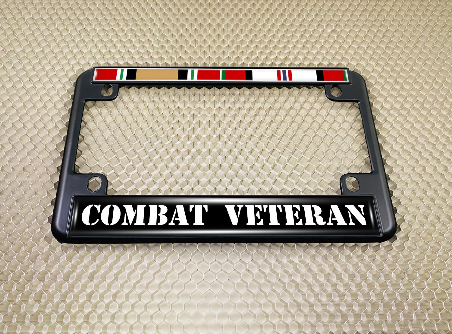 Motorcycle Metal License Plate Frame with Iraq Afghanistan Combat ...