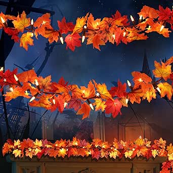 Amazon.com: Thanksgiving Decorations Fall Maple Leaf String Lights 9FT ...