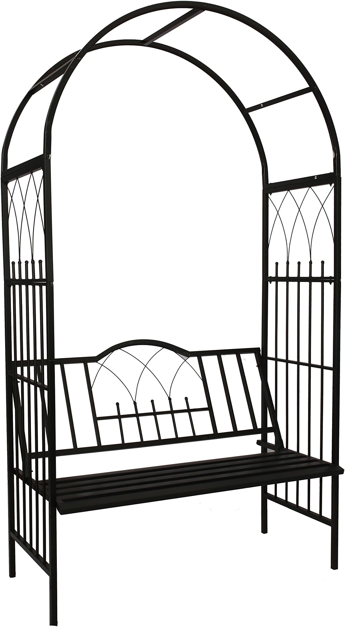 Amazon.com : 1. GO Steel Garden Arch with Seat for 2 People, 6'9" High ...