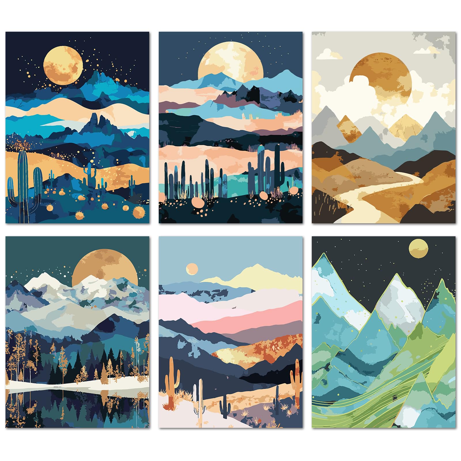 Amazon.com: Bougimal 6 Pack Paint by Numbers Kit for Adults Beginners ...