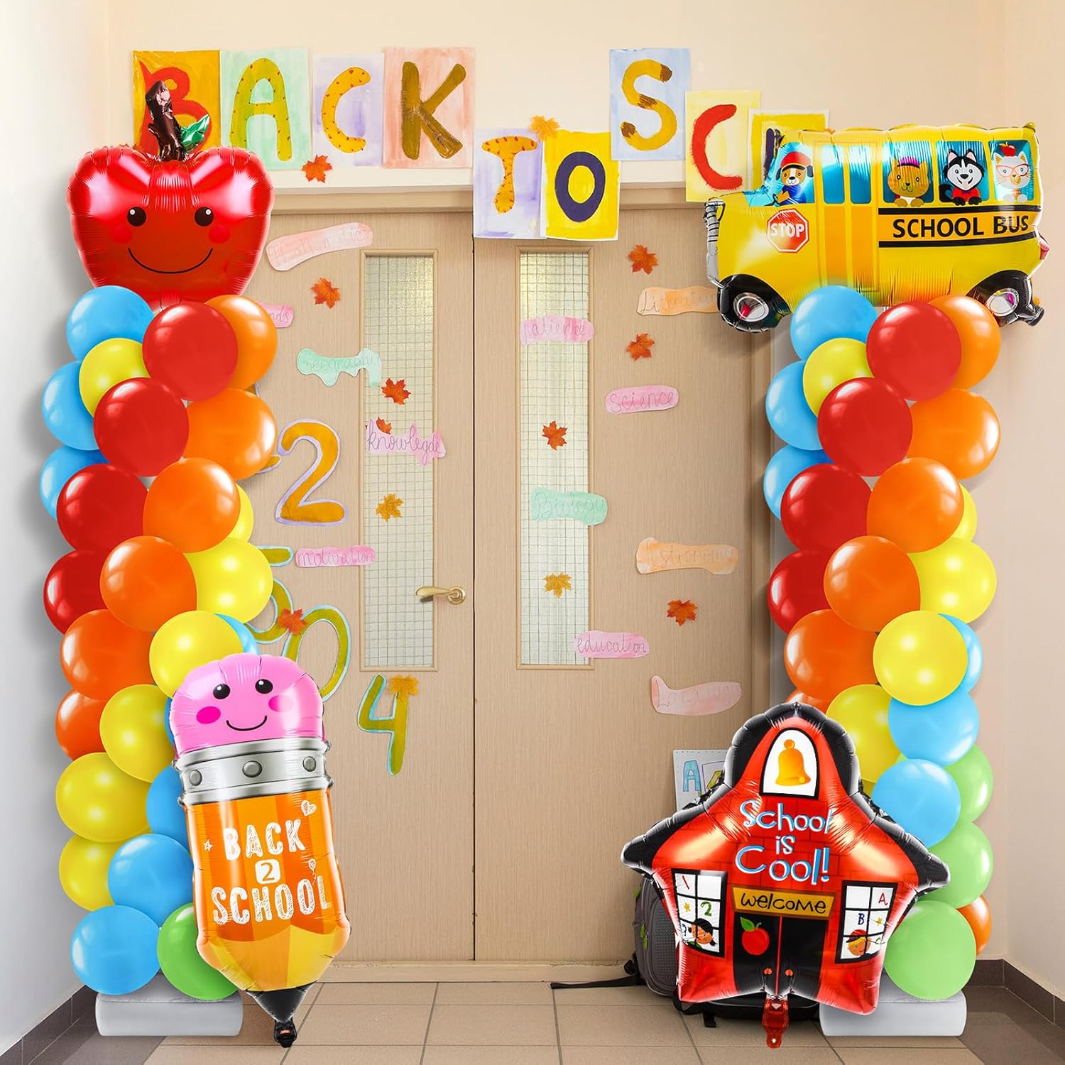 Amazon.com: Kasyat 2 Sets Back to School Balloon Column Kit School Bus ...