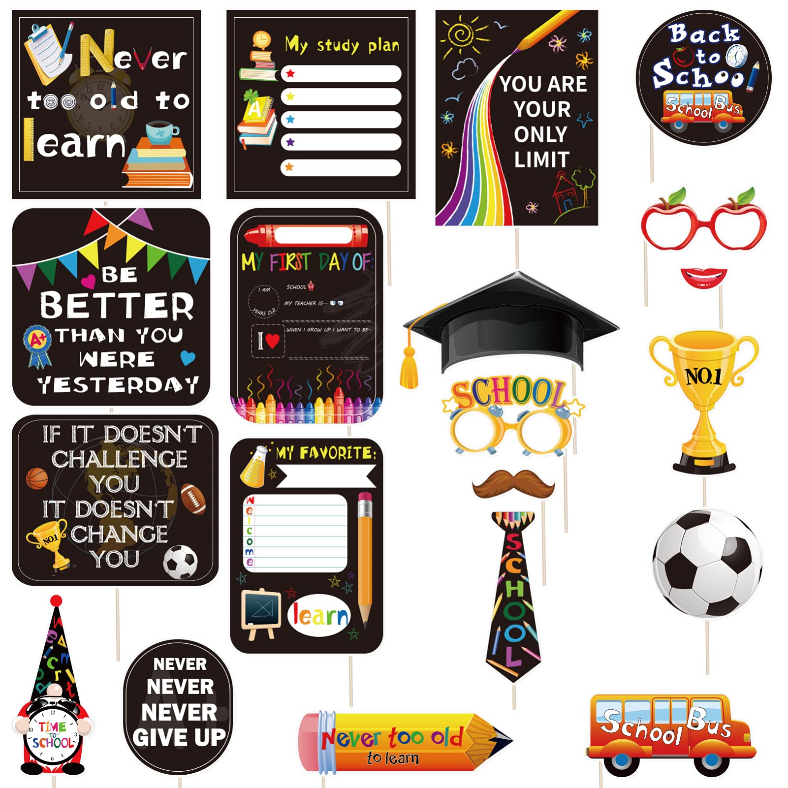 Amosfun Back To School Photo Booth Props Kit First Day | Desertcart KUWAIT