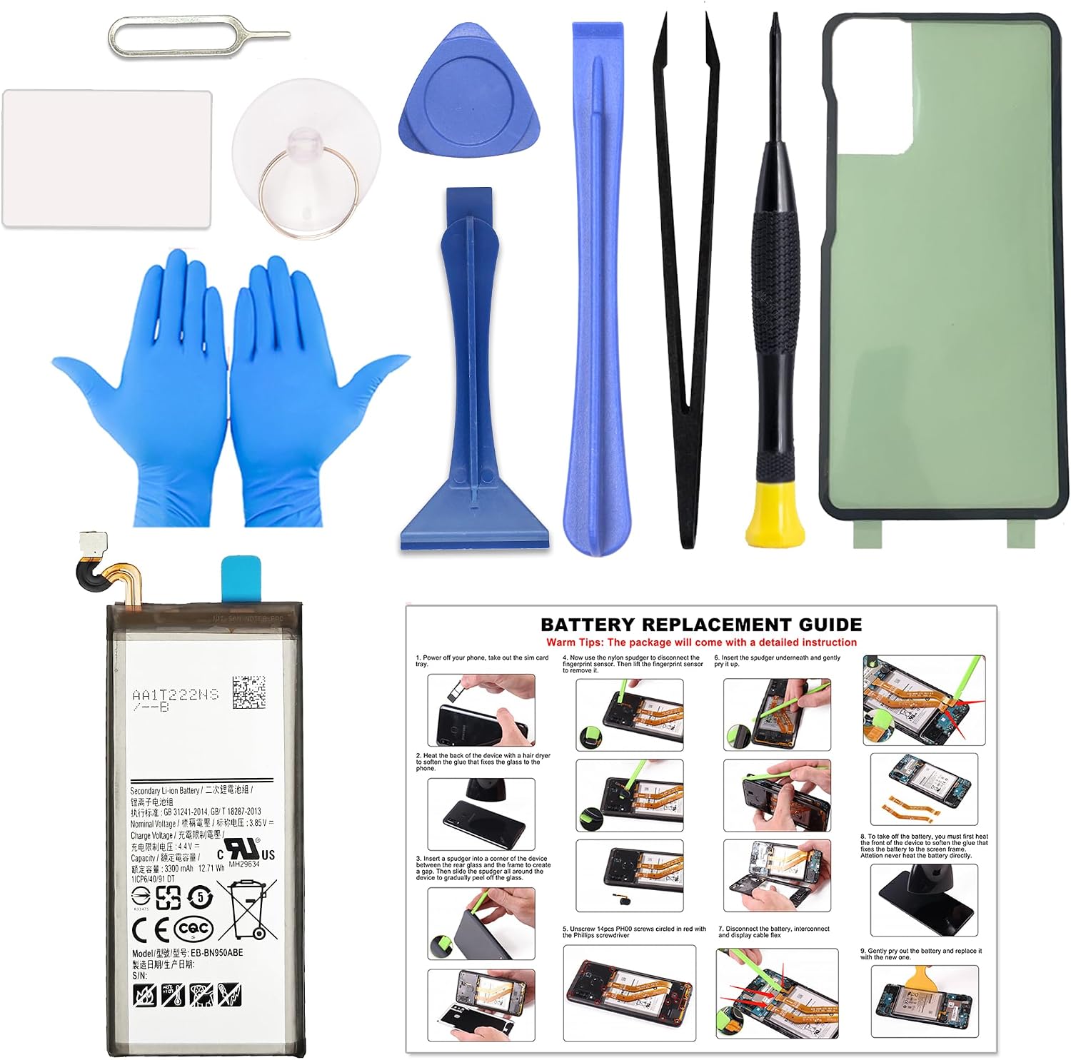 Amazon.com: GREEN FUSION Compatible with Galaxy Note 8 Battery ...