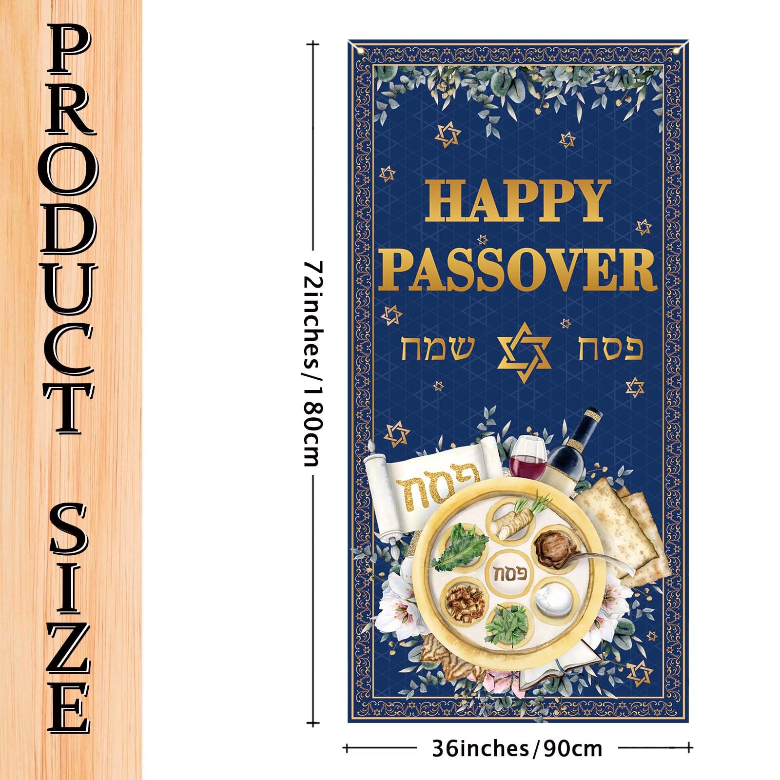 Snapklik.com : Jiudungs Blue Happy Passover Door Cover Passover Photo ...