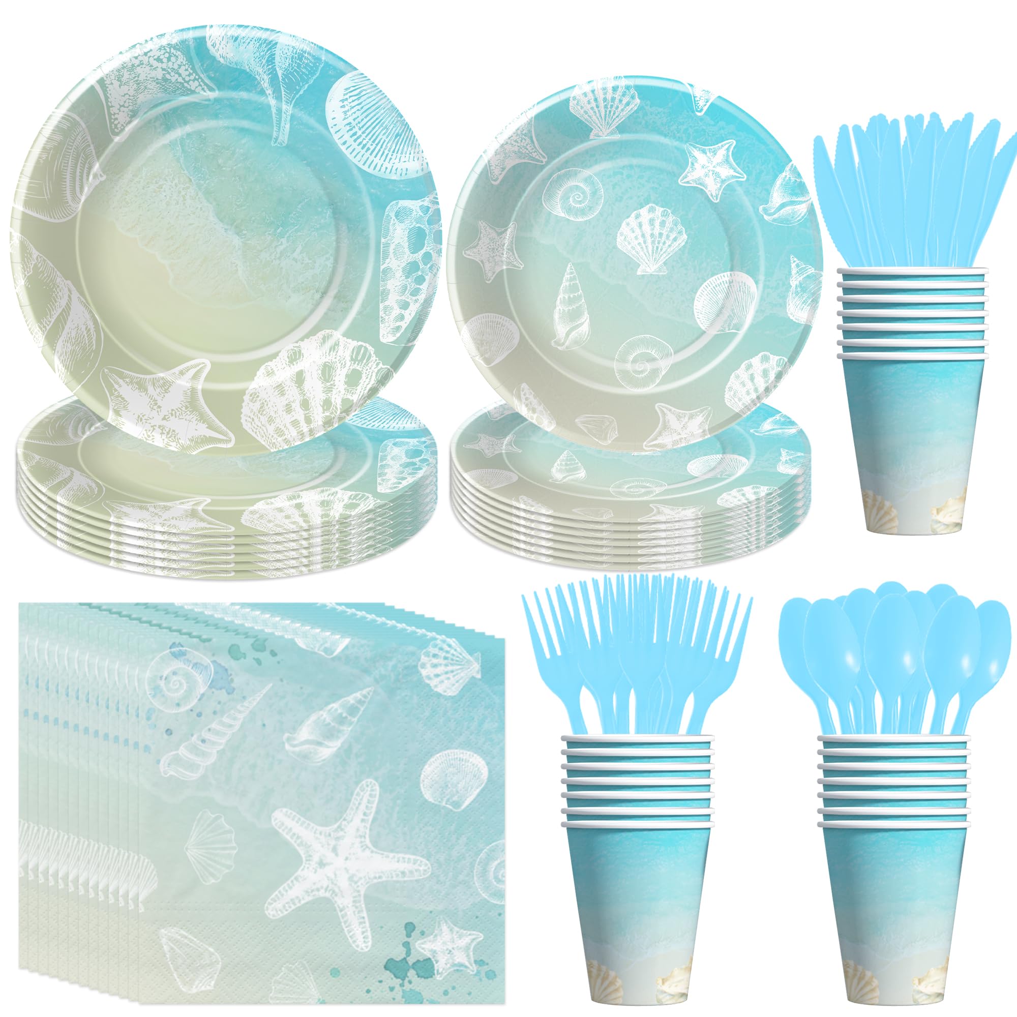Amazon.com: HIPVVILD Seashell Beach Party Decorations Tableware - Beach ...