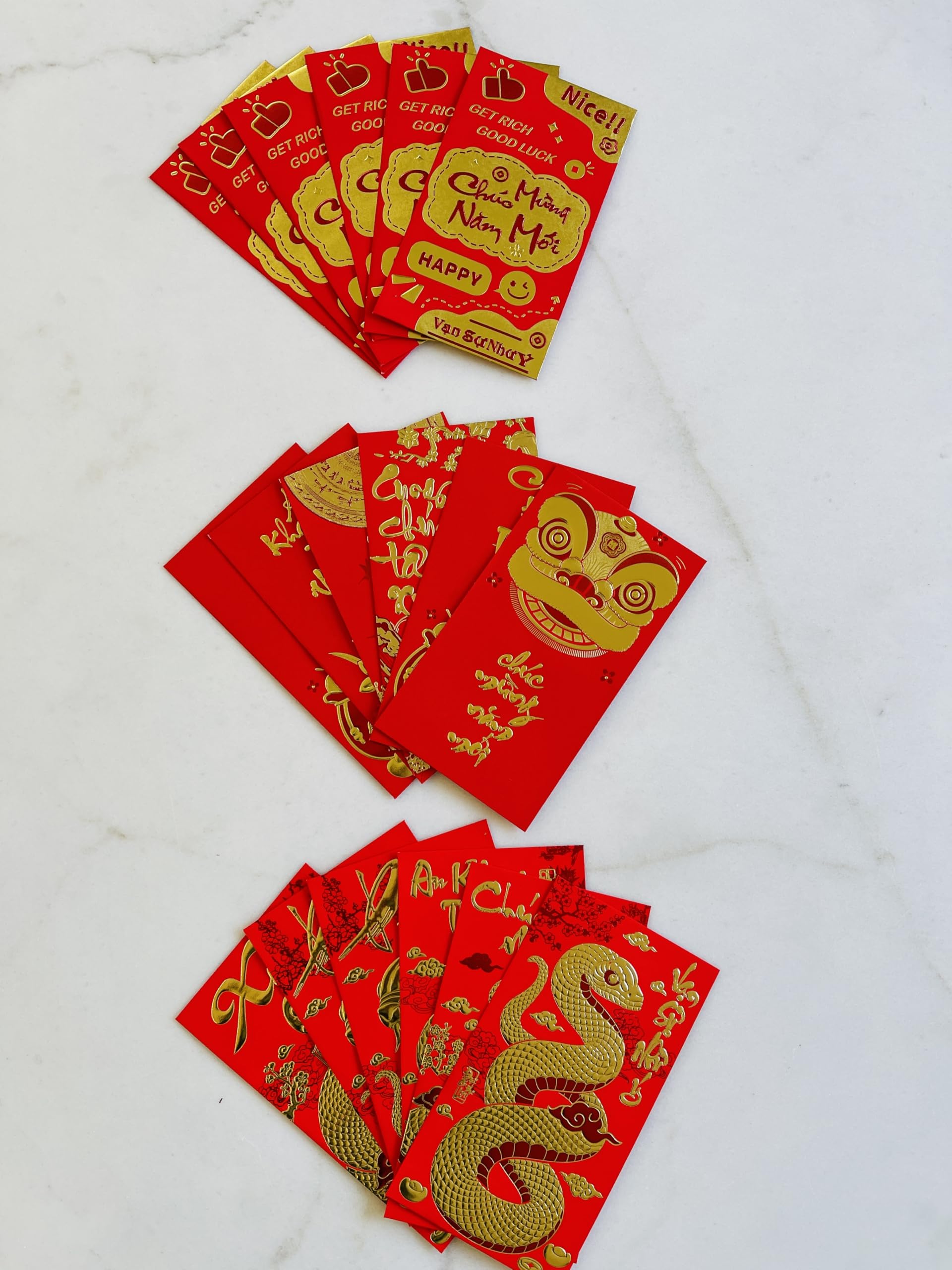 Vietnamese Li Xi Envelopes U.S Seller) 1 Set (6pcs) Red Envelopes 2020