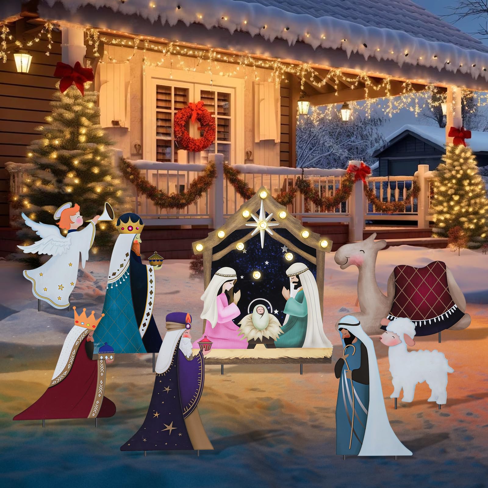 Amazon.com: WONDER GARDEN Christmas Metal Yard Stakes, 8 Pack Angel ...