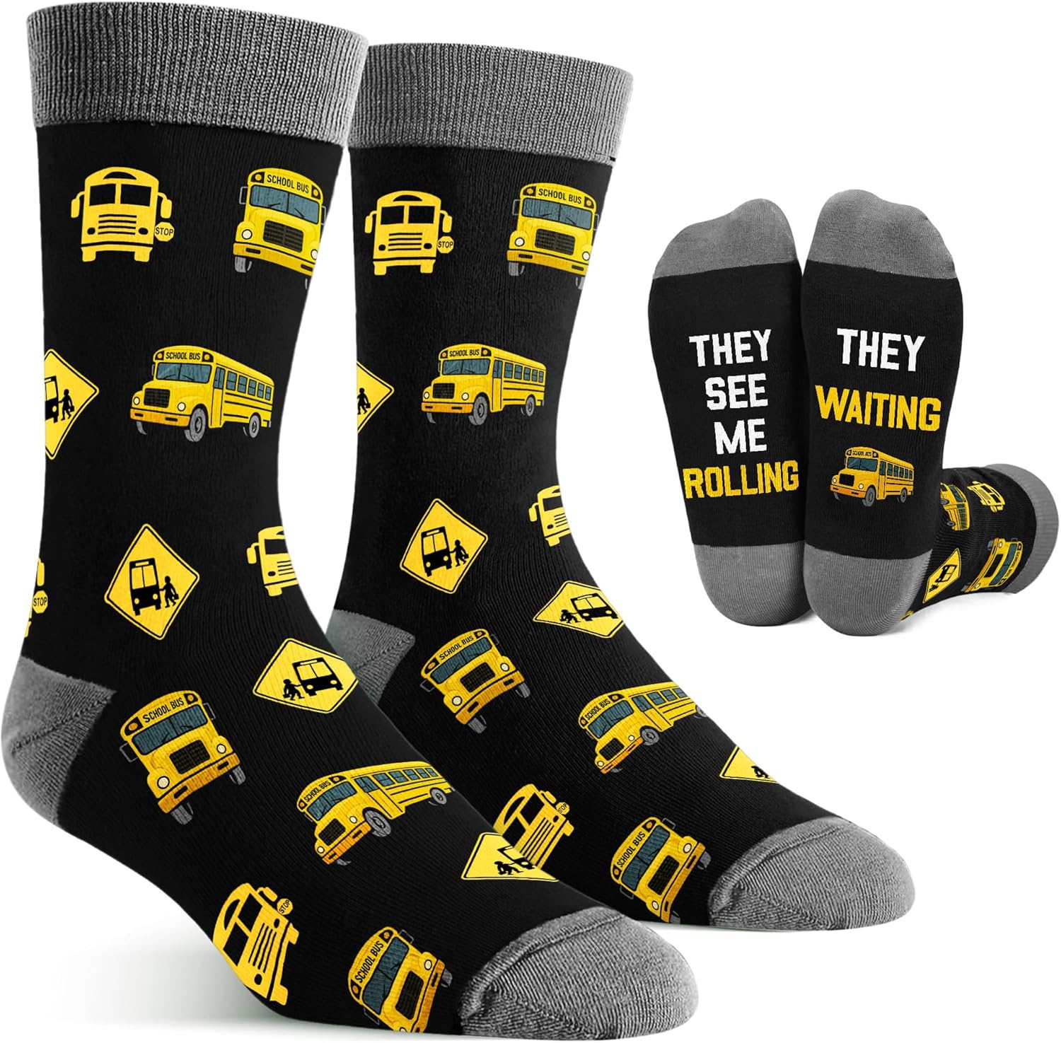 Amazon.com: Gifts for Men, Women – Funny School Bus Driver Socks, Cool ...