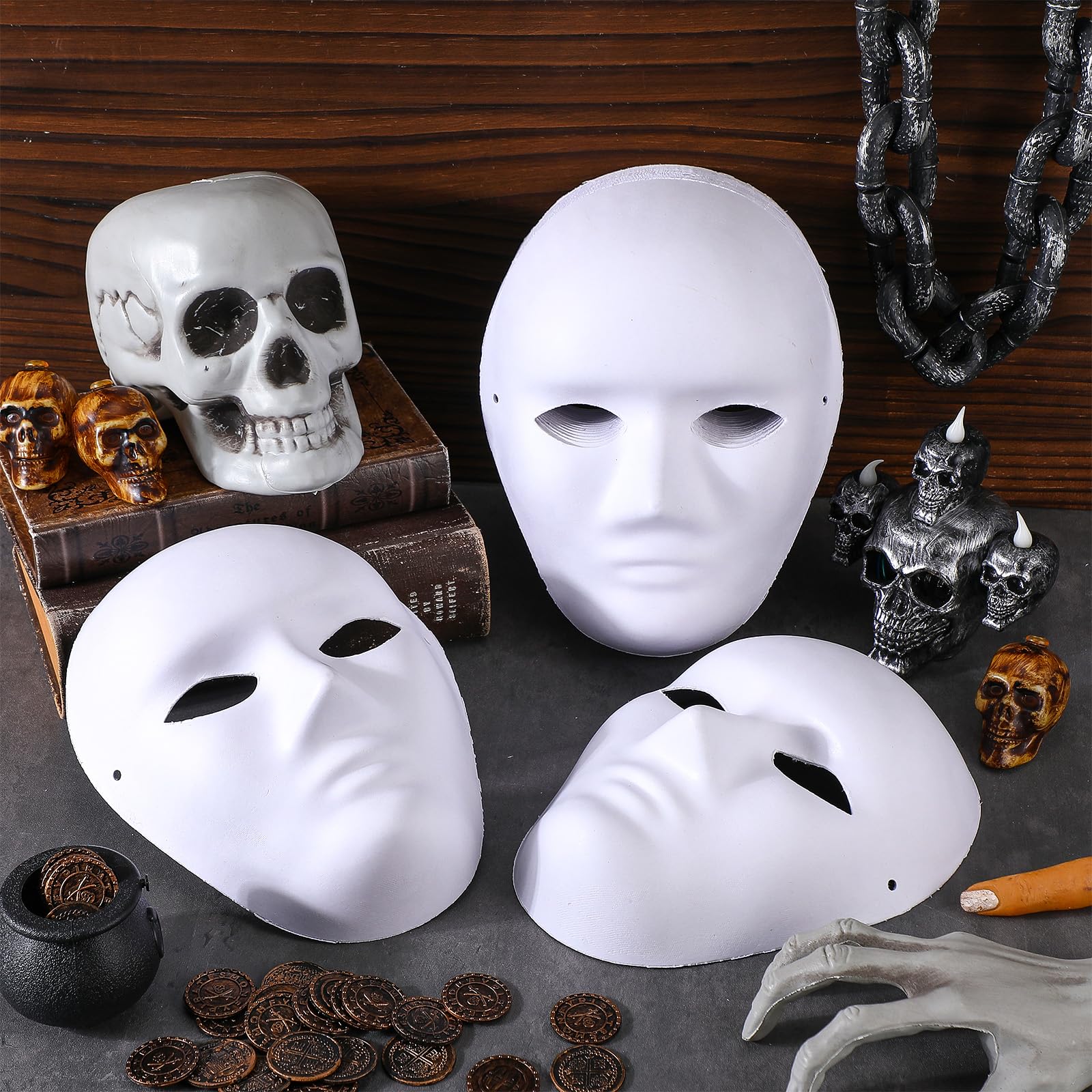 Snapklik.com : 120 Pcs Paper Mache Mask Bulk Blank White DIY Full Face ...