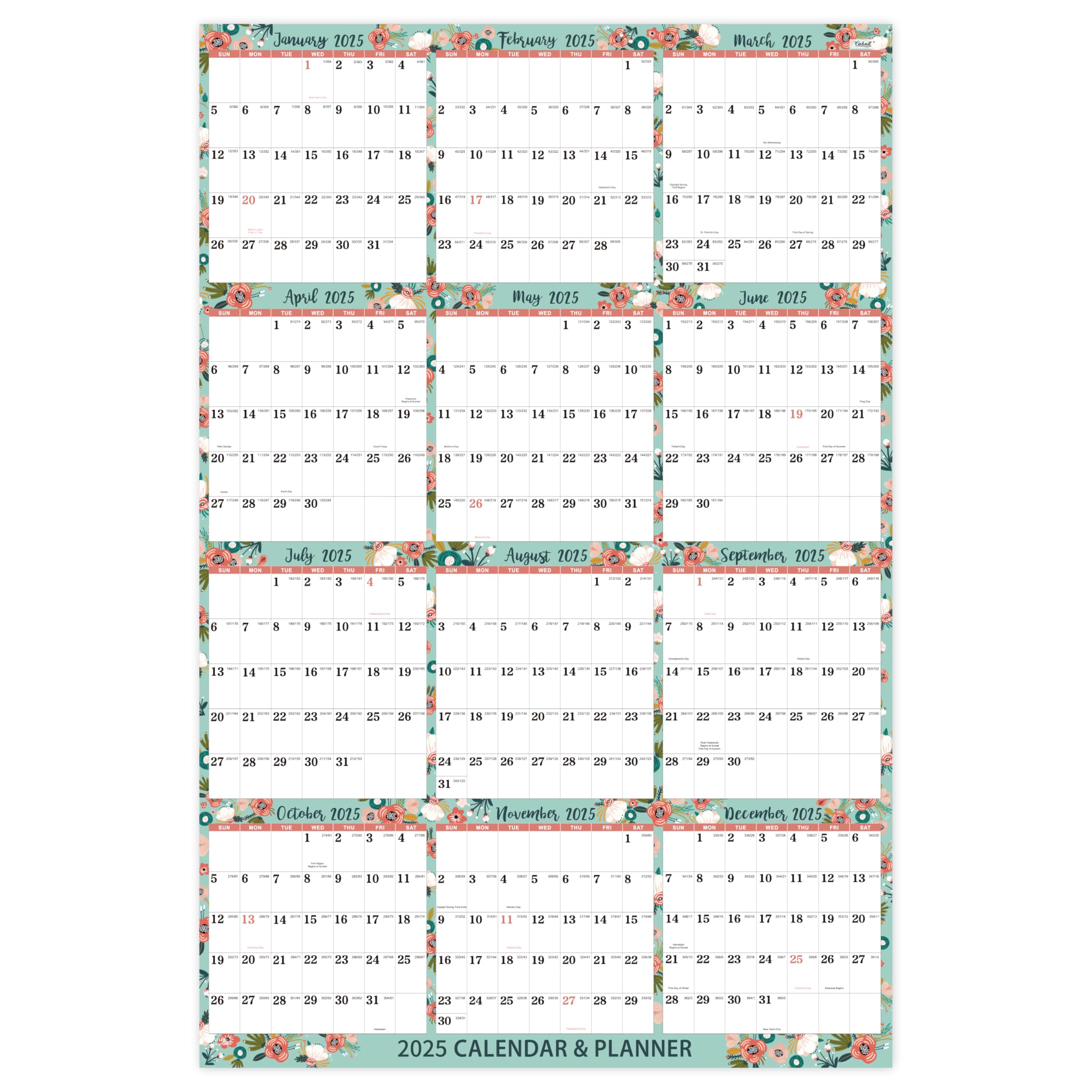 Buy 2025 - Yearly 2025 Wall . January 2025 - December 2025, 22.4''x34.6 ...