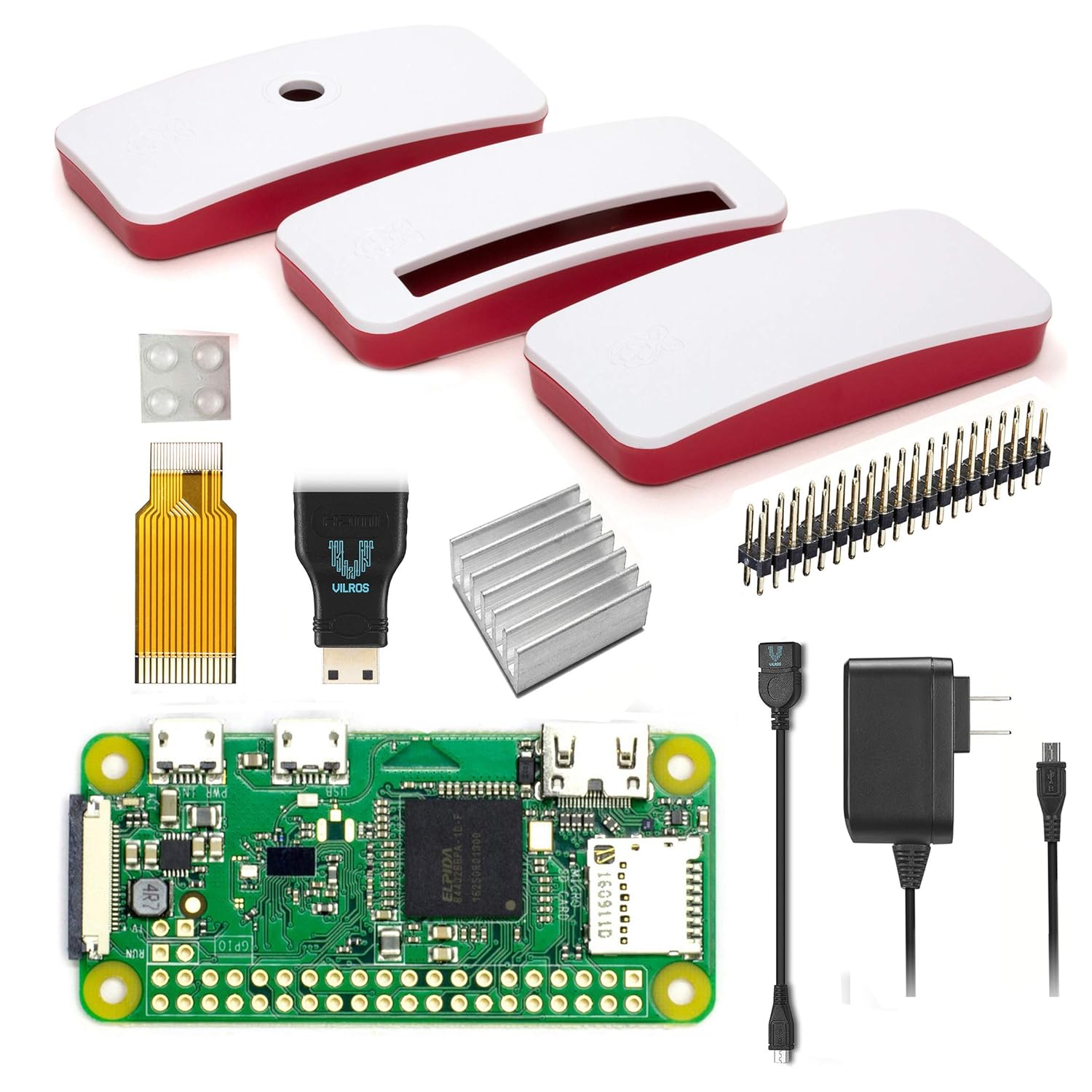Raspberry Pi Zero W Basic Starter Kit With Official Case-Power Supply ...