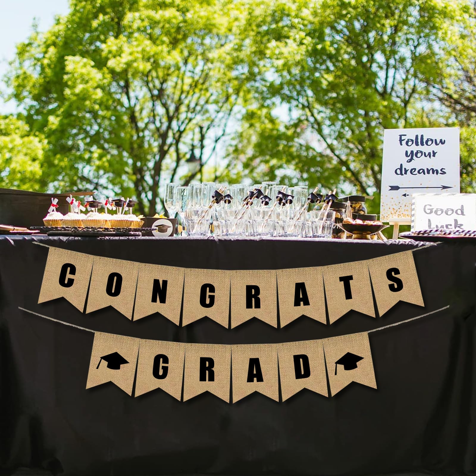 Snapklik.com : Burlap Congrats Grad Banner, Vintage Rustic ...