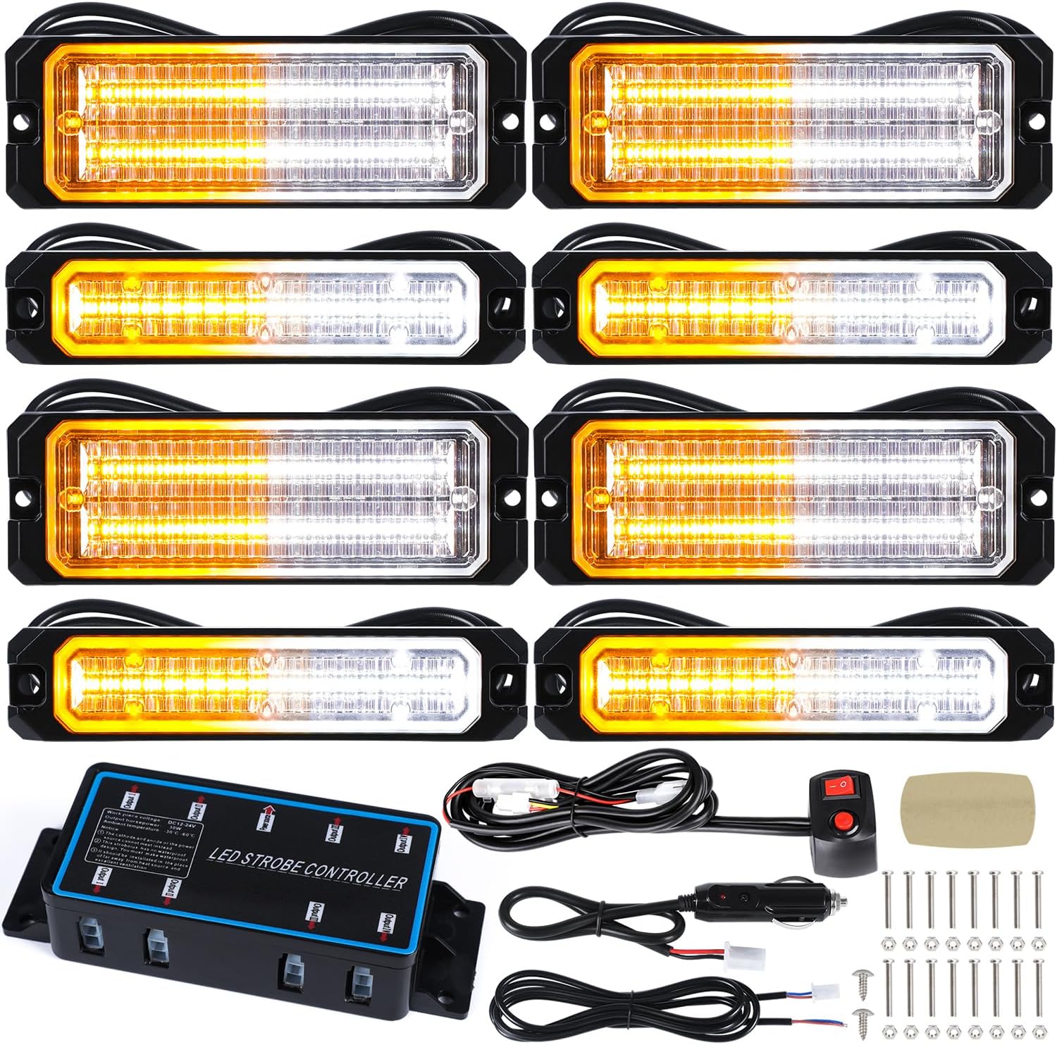 Amazon.com: 12 Pieces Emergency Lights for Vehicles Truck Strobe Lights ...