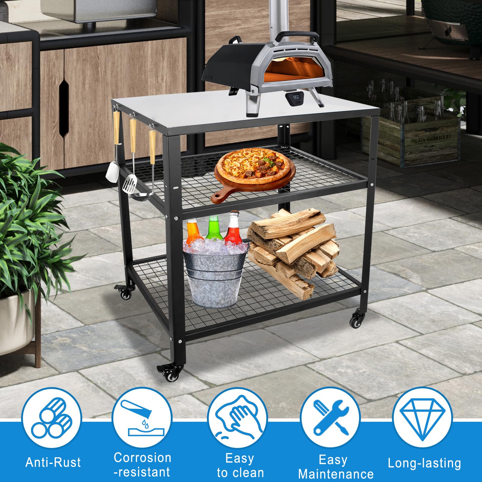 Snapklik.com : Karpevta Outdoor Pizza Oven Table Stainless Steel Table ...