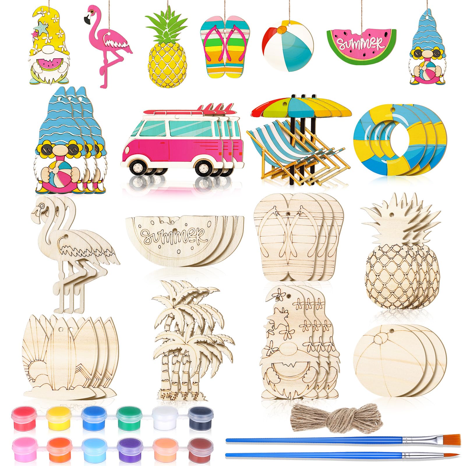 Amazon.com: JellyArch 36 Pcs Summer Wood Cutouts Crafts for Kids ...