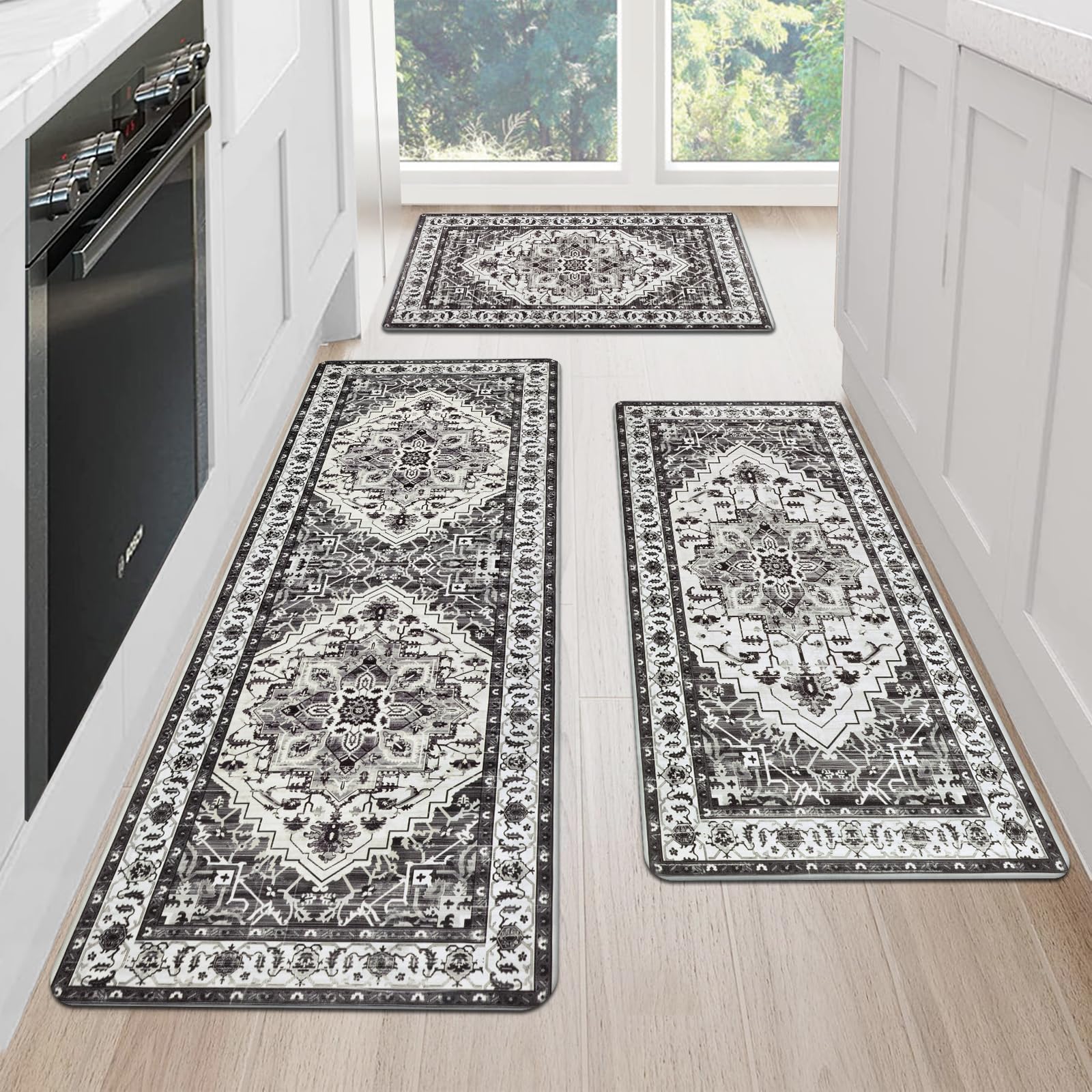 Amazon.com: MJIAHOMDEC Cushioned Kitchen Rug Sets 3 Piece Anti Fatigue ...