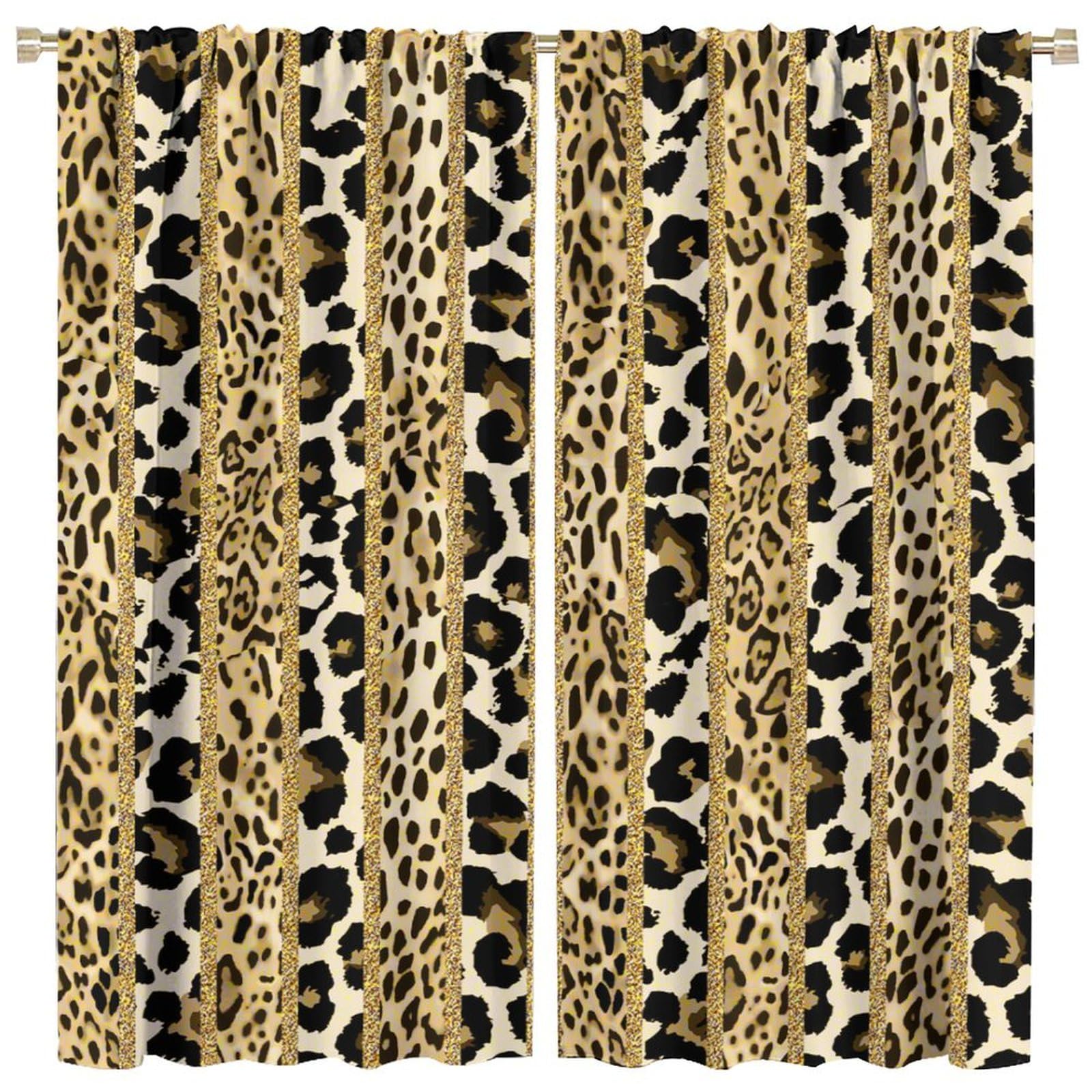 Amazon.com: Hazuff Leopard Print Blackout Window Curtains, Prairie ...