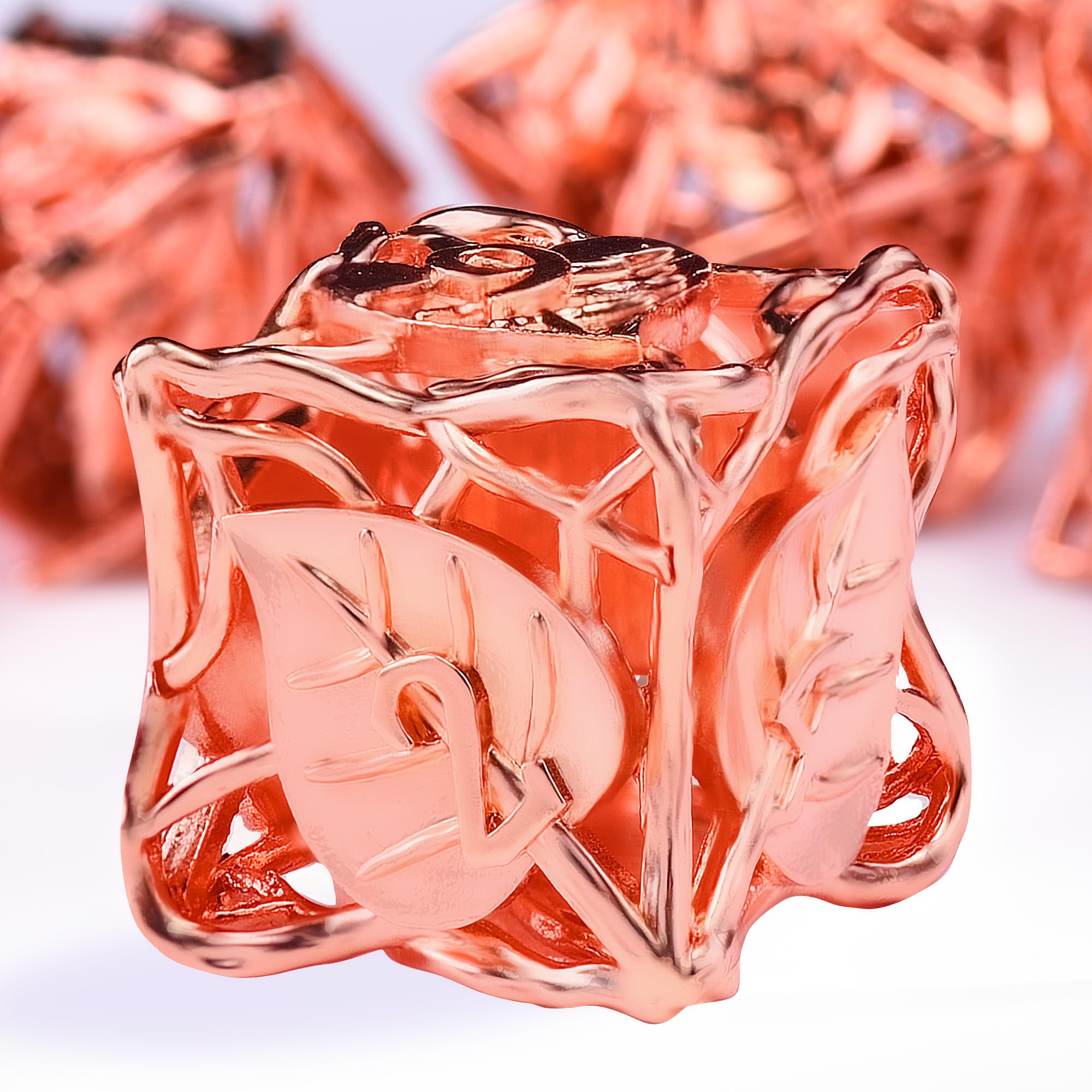Amazon.com: AUSTOR Metal DND Dice Set 7 Pieces Leaf DND Dice Hollow ...