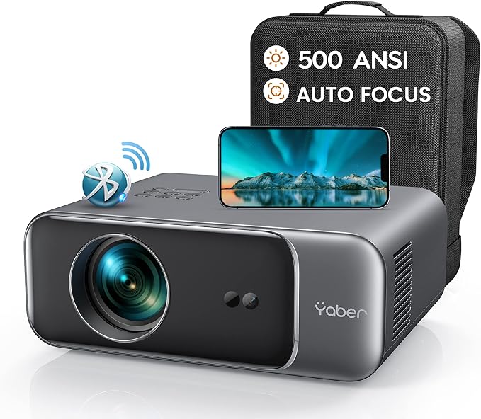 【Auto Focus & Keystone】4K Projector, YABER WiFi 6 Bluetooth Projector ...