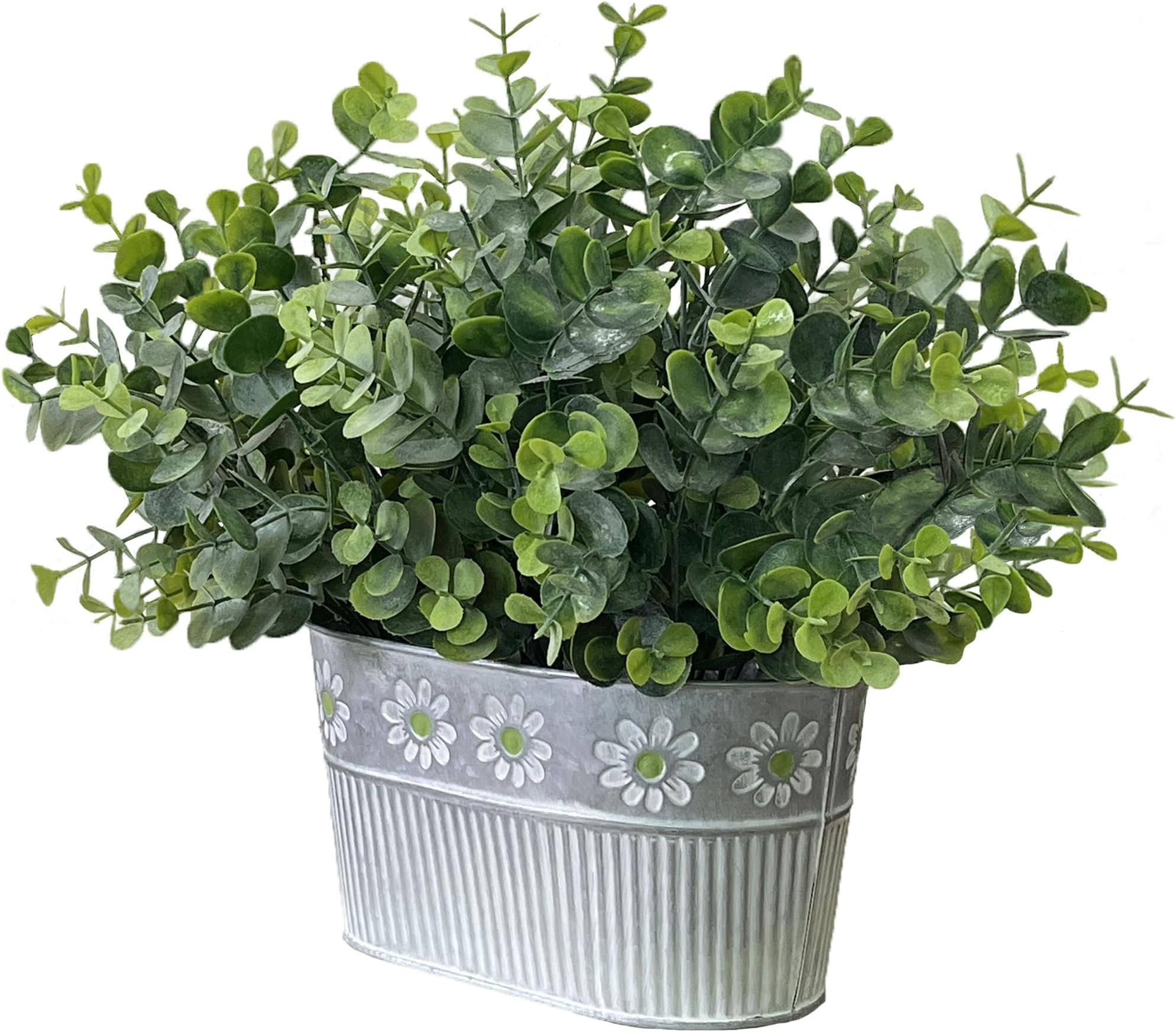 Amazon.com: Winlyn Artificial Boxwood Plants in Rustic Galvanized Metal ...