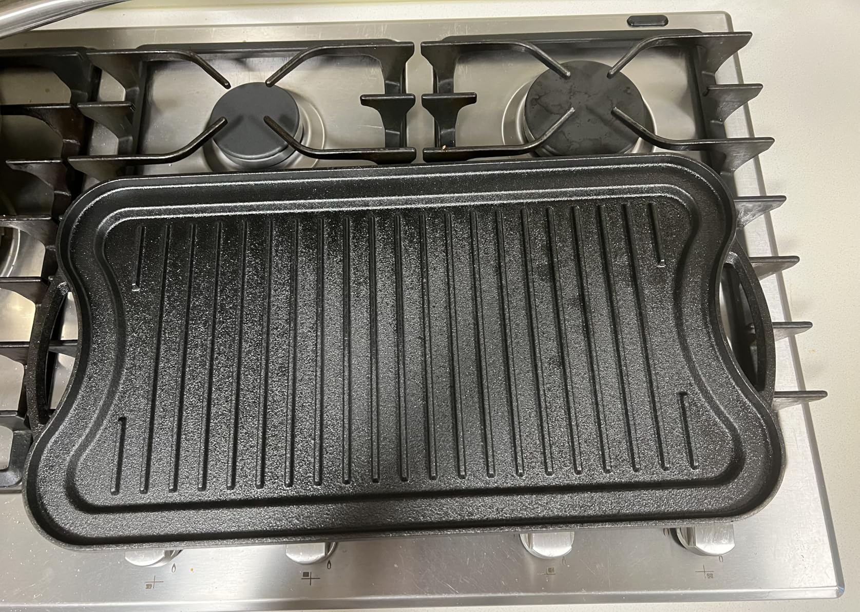 TOQUE Cast Iron Reversible Rectangular Grill, Pre-Seasoned Nonstick ...
