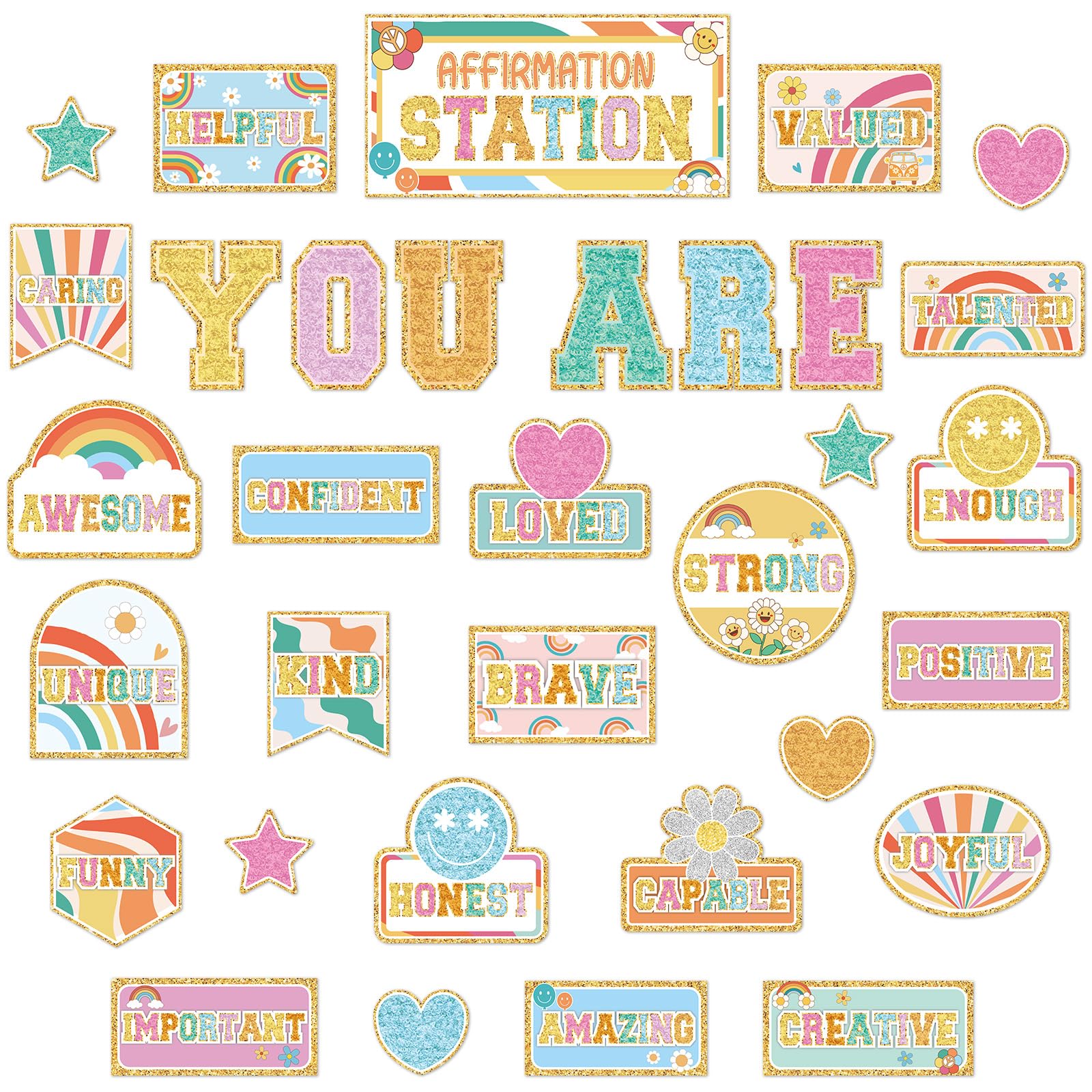 Buy Hippie Retro Groovy Affirmation Station Bulletin Board Set Boho ...