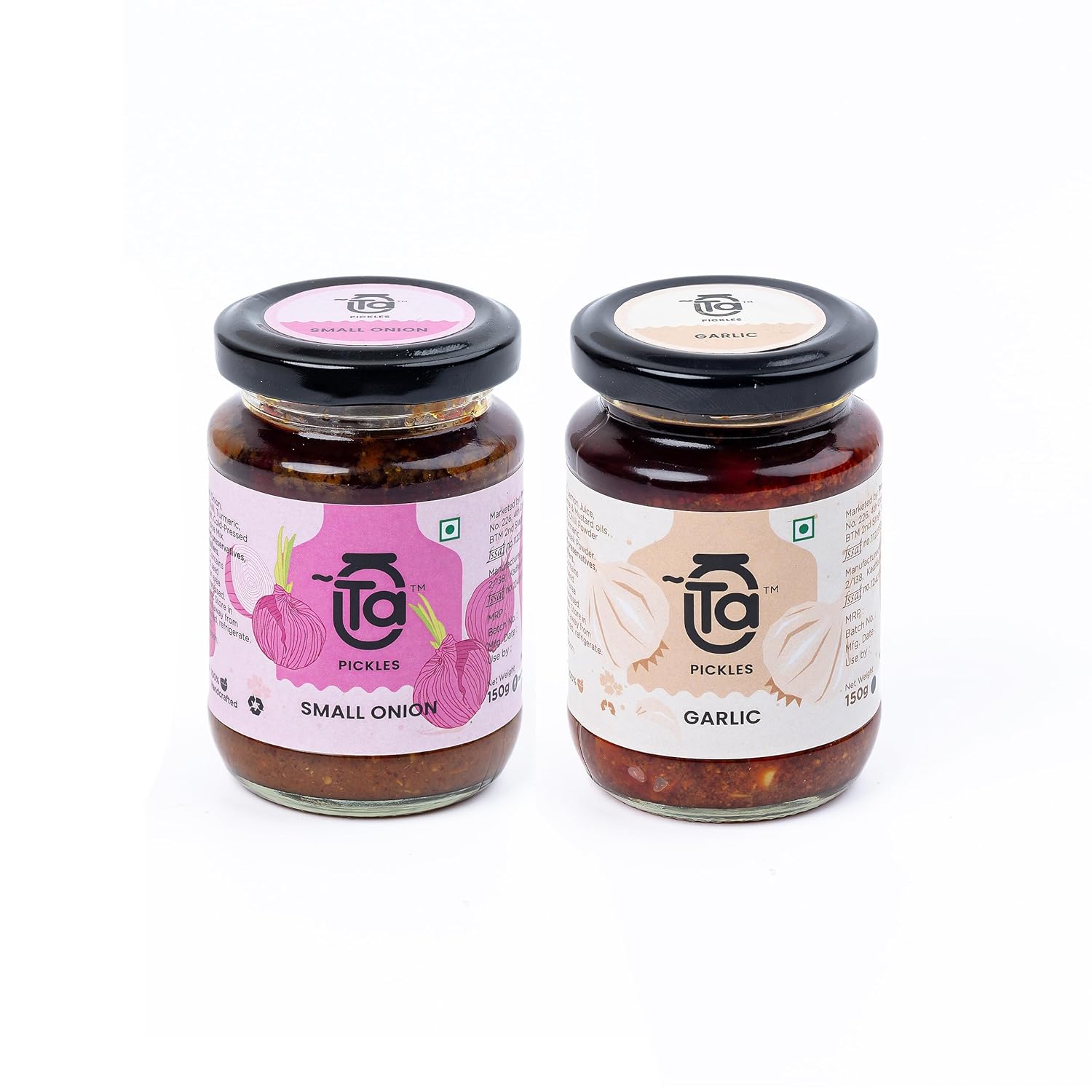 Ta Pickles | Small Onion & Garlic Pickle | 150g [Pack of 2] Combo Made ...