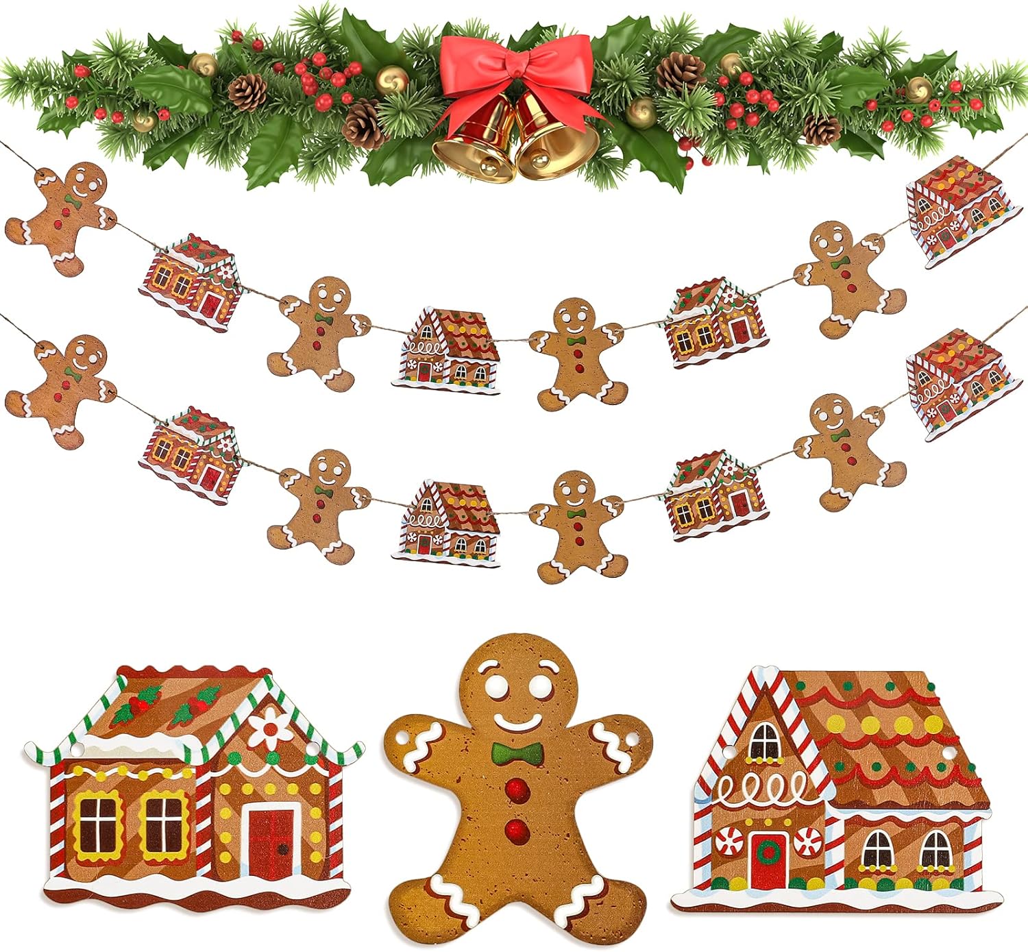 Amazon Whaline Christmas Wooden DIY Banner Kit 16Pcs Gingerbread Amazon Whaline Christmas Wooden DIY Banner Kit 16Pcs Gingerbread