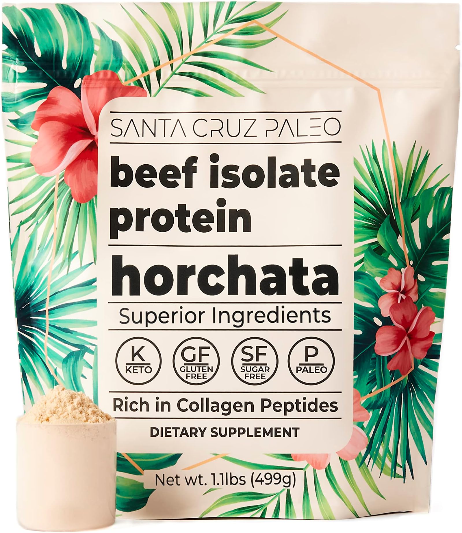 Amazon.com: Santa Cruz Paleo Beef Isolate Protein Powder, Horchata ...