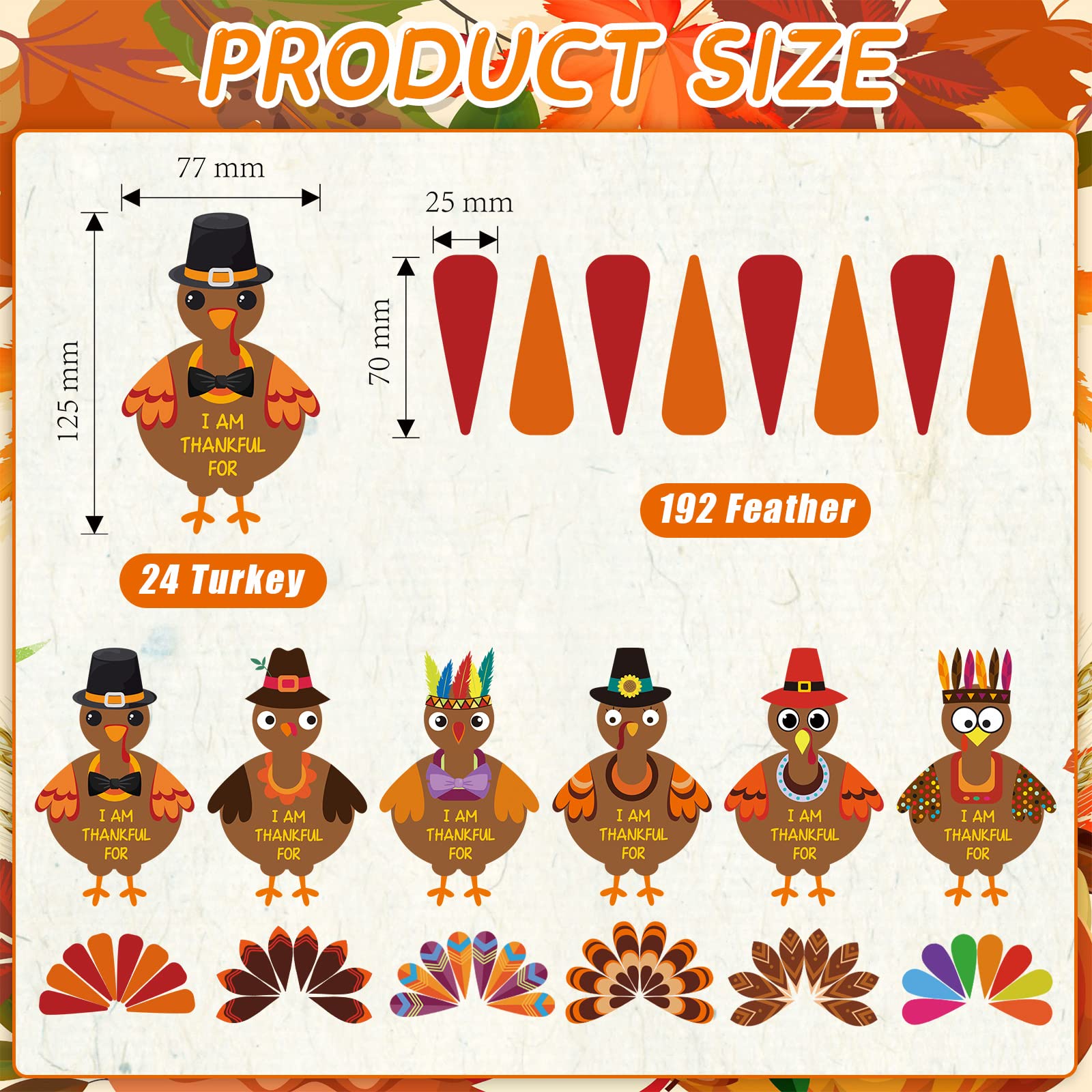 Thanksgiving Crafts Shappy 24 Pack Thanksgiving Turkey DIY Craft Kit ...