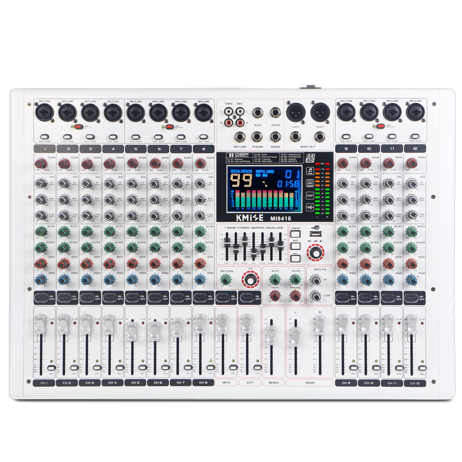 Amazon.com: Audio Mixer 12 Channel Digital Audio Pro-Series Sound Board ...