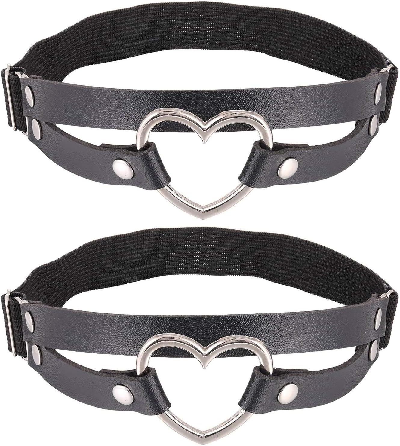 Amazon.com: FM FM42 Black PU Simulated Leather Women's Gothic Double ...